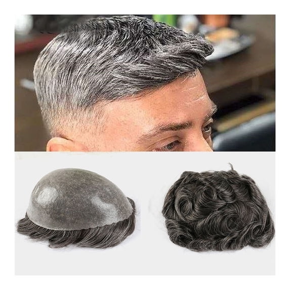 Mens Toupee Hairpieces Indian Human Hair Replacement System Thin Skin ...