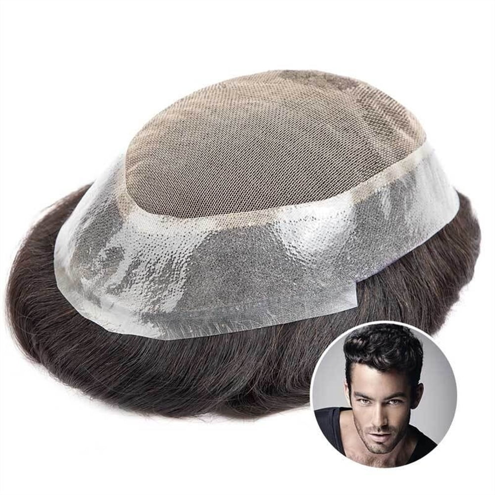 Mens Toupee Human Hair Replacement Systems 8x10" Breathable French Lace ...