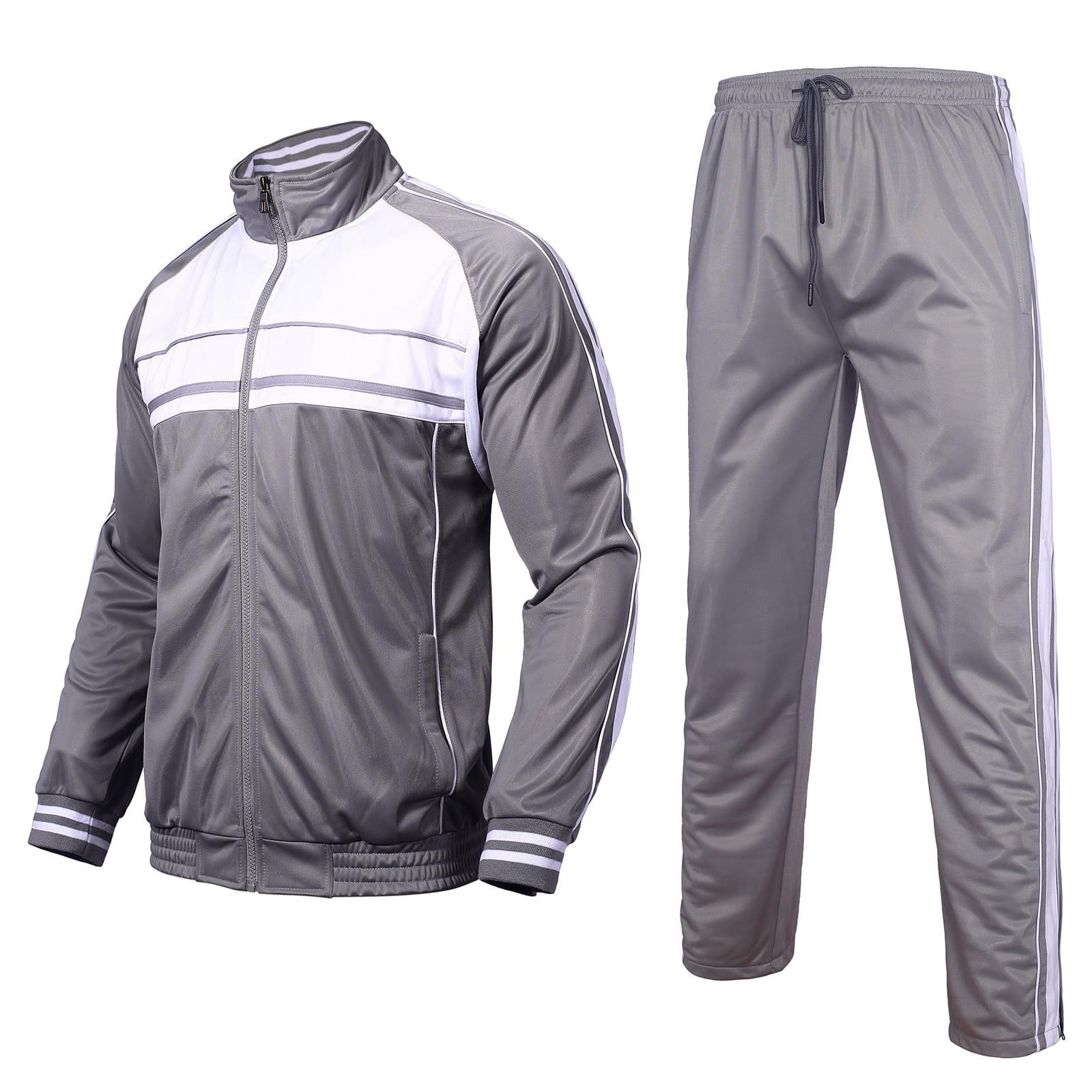 Mens Track Suits 2 Piece Set Full Zip Up Jogging Suits Long Sleeve ...