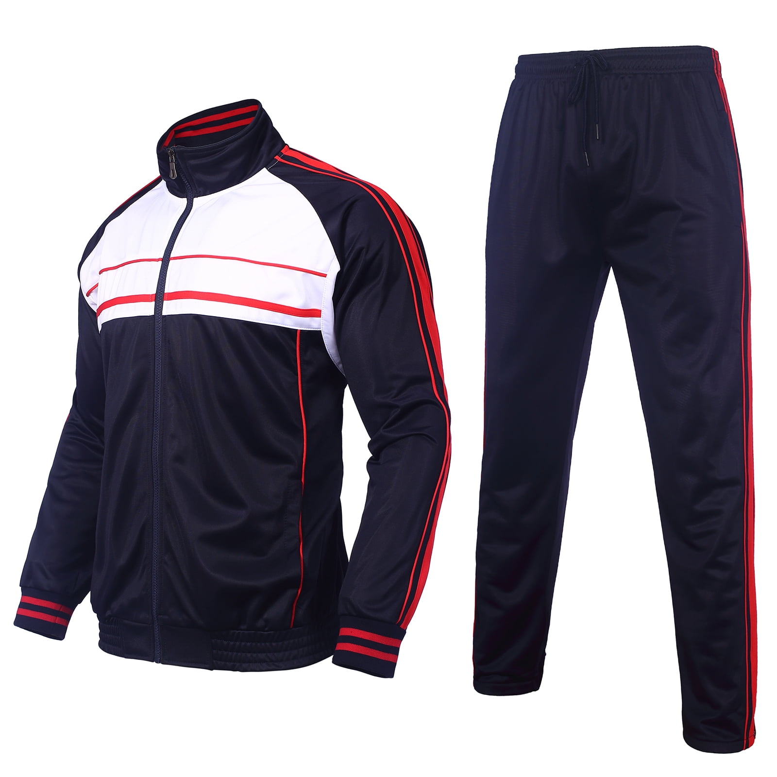 Mens Track Suits 2 Piece Set Full Zip Up Jogging Suits Long Sleeve ...
