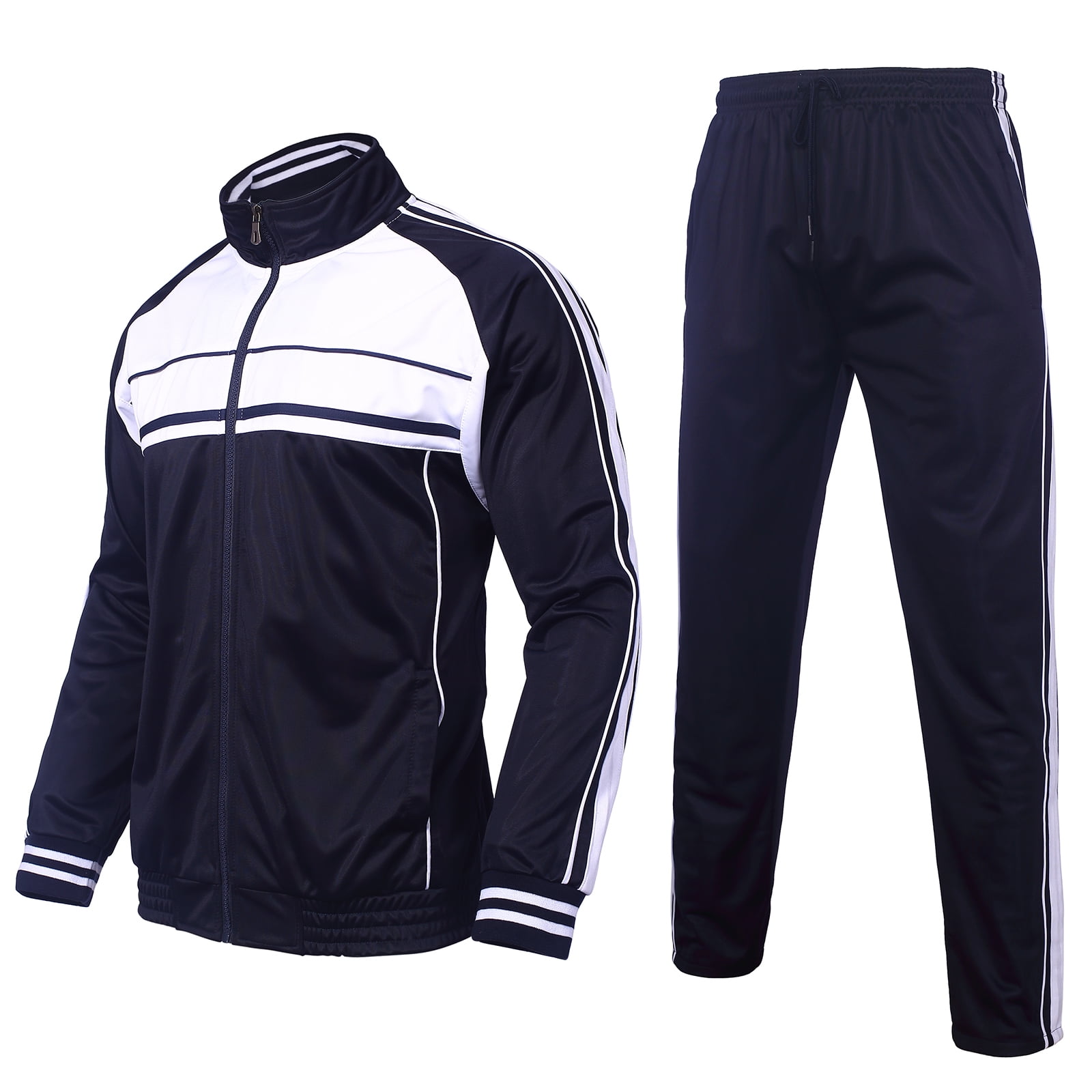 Mens Track Suits 2 Piece Set Full Zip Up Jogging Suits Long Sleeve ...