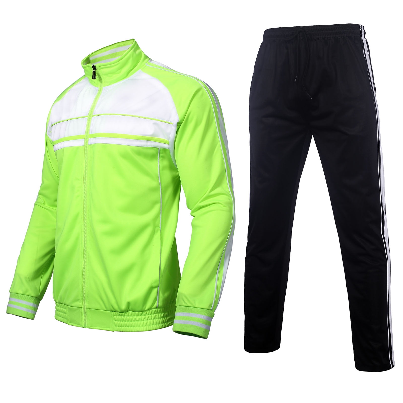 Mens Track Suits 2 Piece Set Full Zip Up Jogging Suits Long Sleeve ...