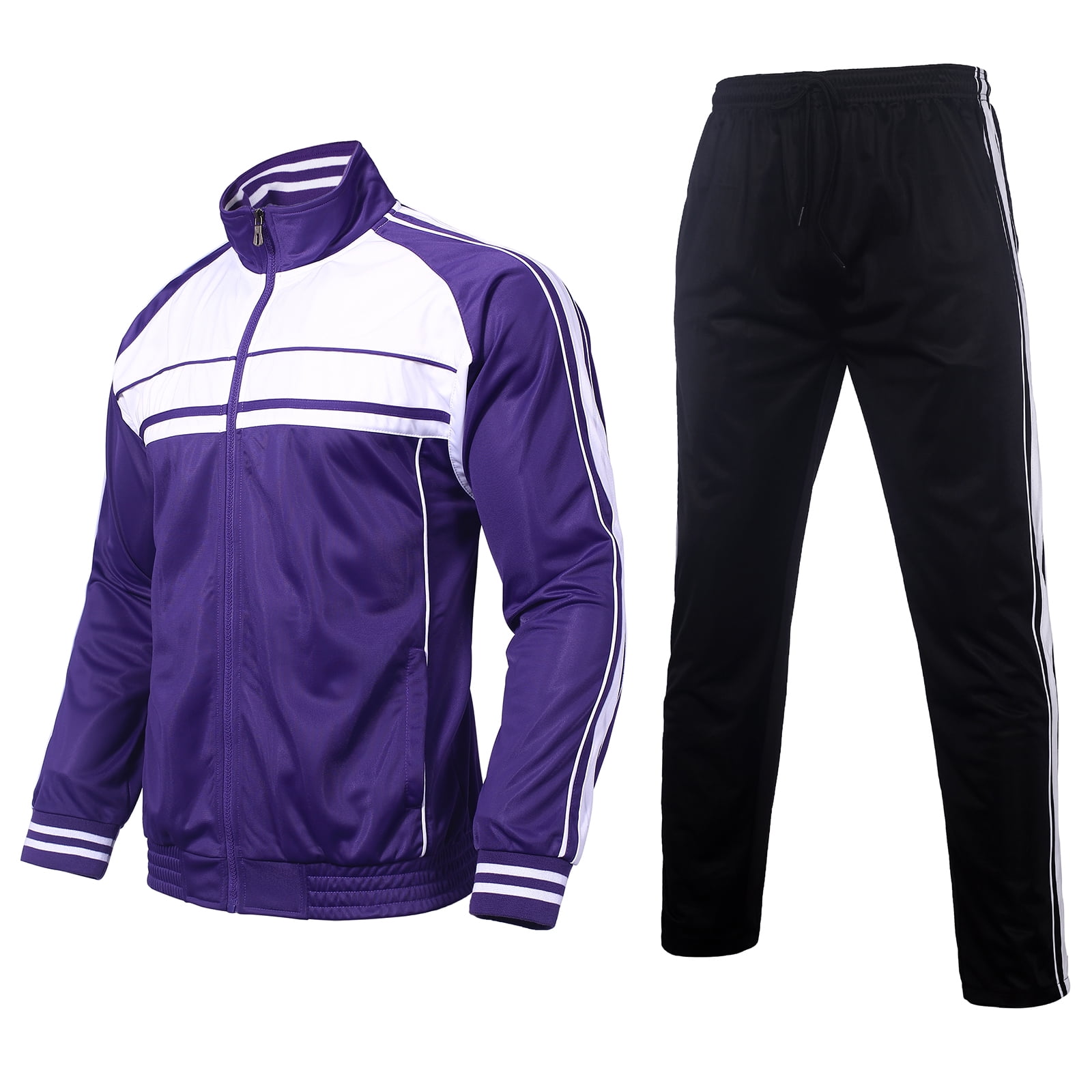 Mens Track Suits 2 Piece Set Full Zip Up Jogging Suits Long Sleeve ...