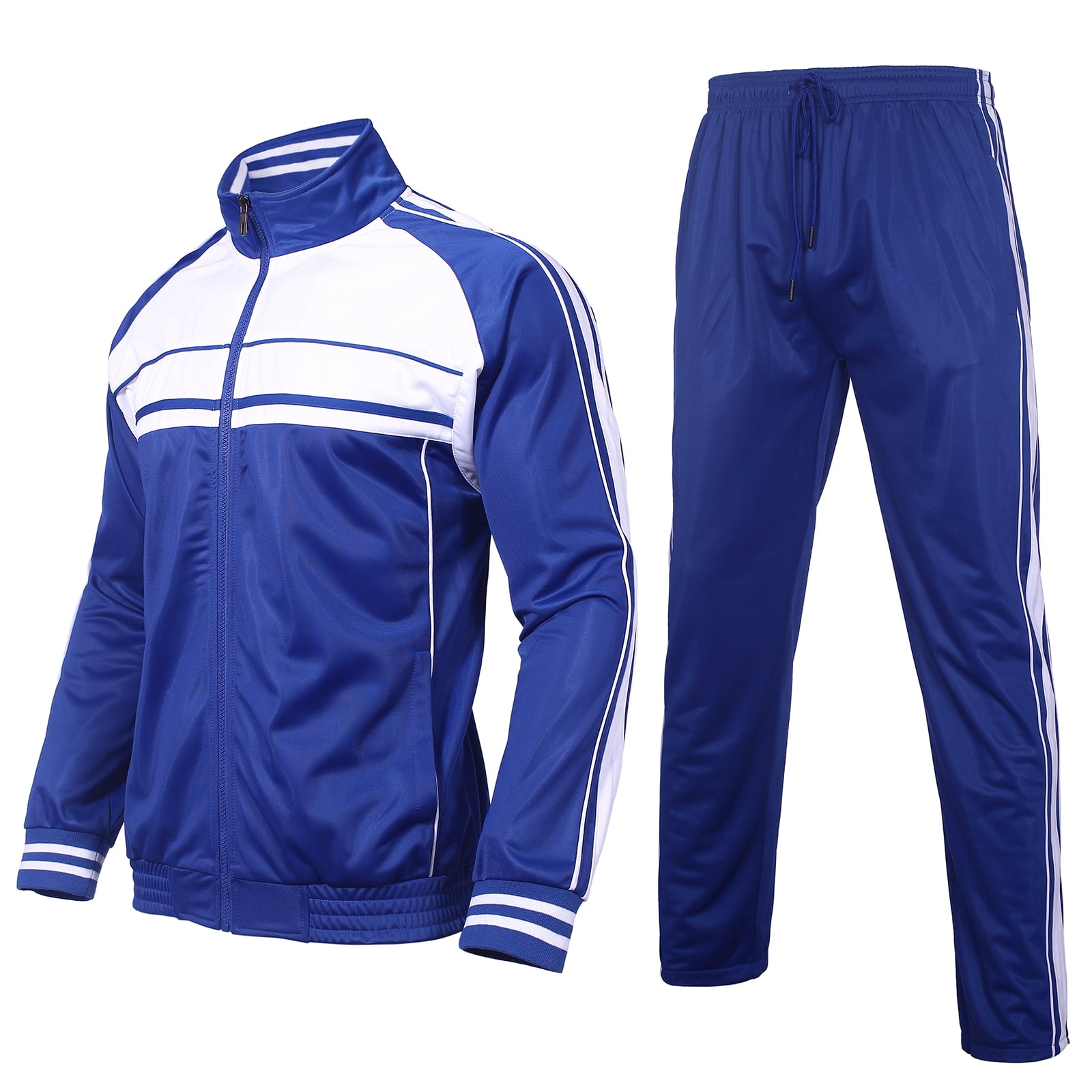 Mens Track Suits 2 Piece Set Full Zip Up Jogging Suits Long Sleeve ...