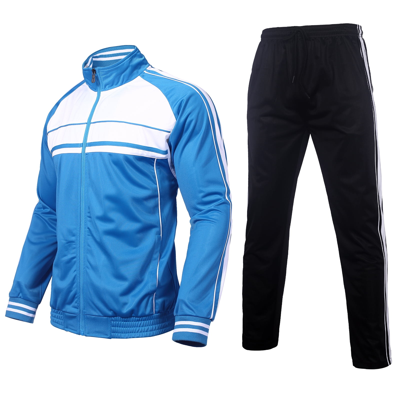 Mens Track Suits 2 Piece Set Full Zip Up Jogging Suits Long Sleeve ...