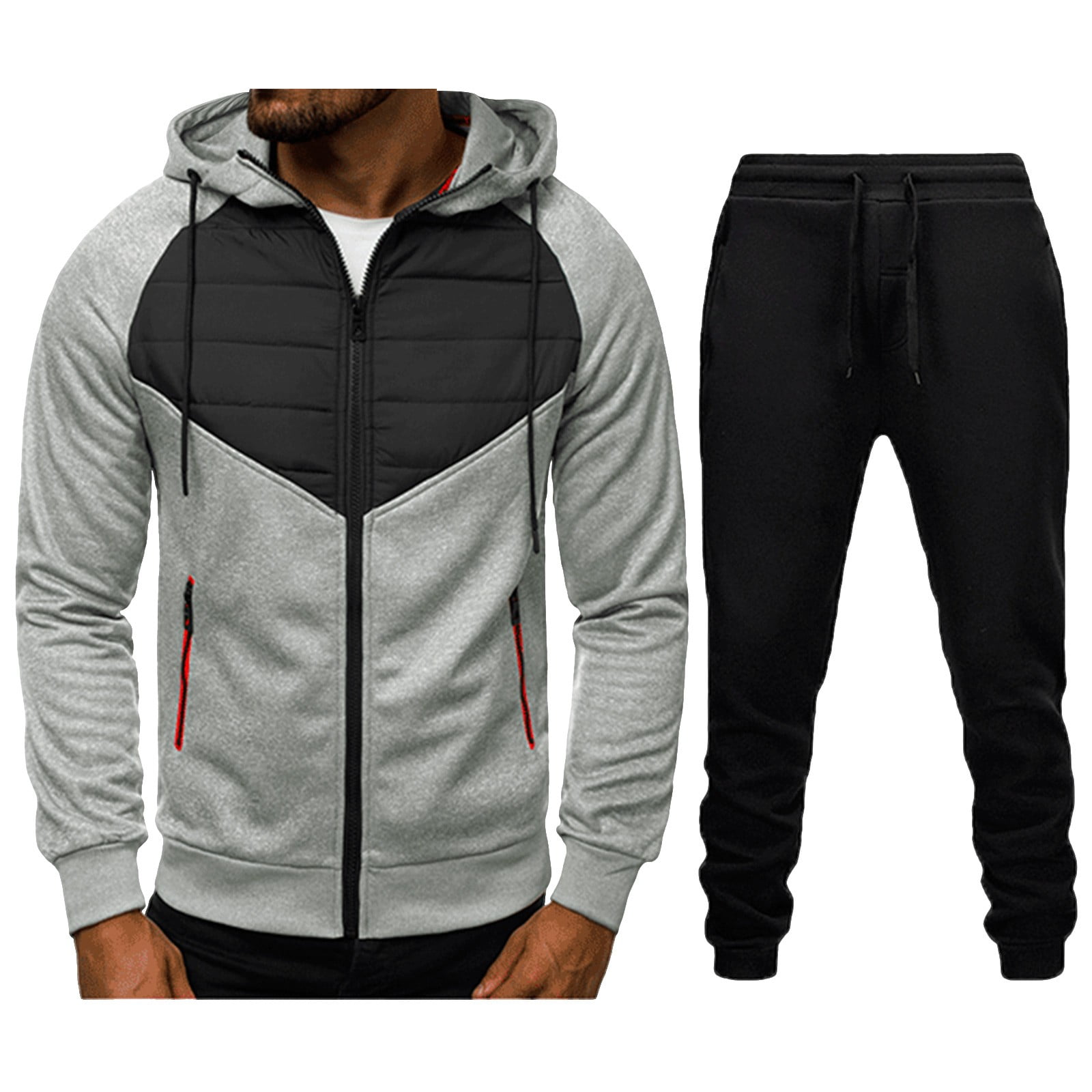 Mens Tracksuit 2 Piece Hoodie Mens Hoodie Sweatsuit Sets Men's Jogging ...