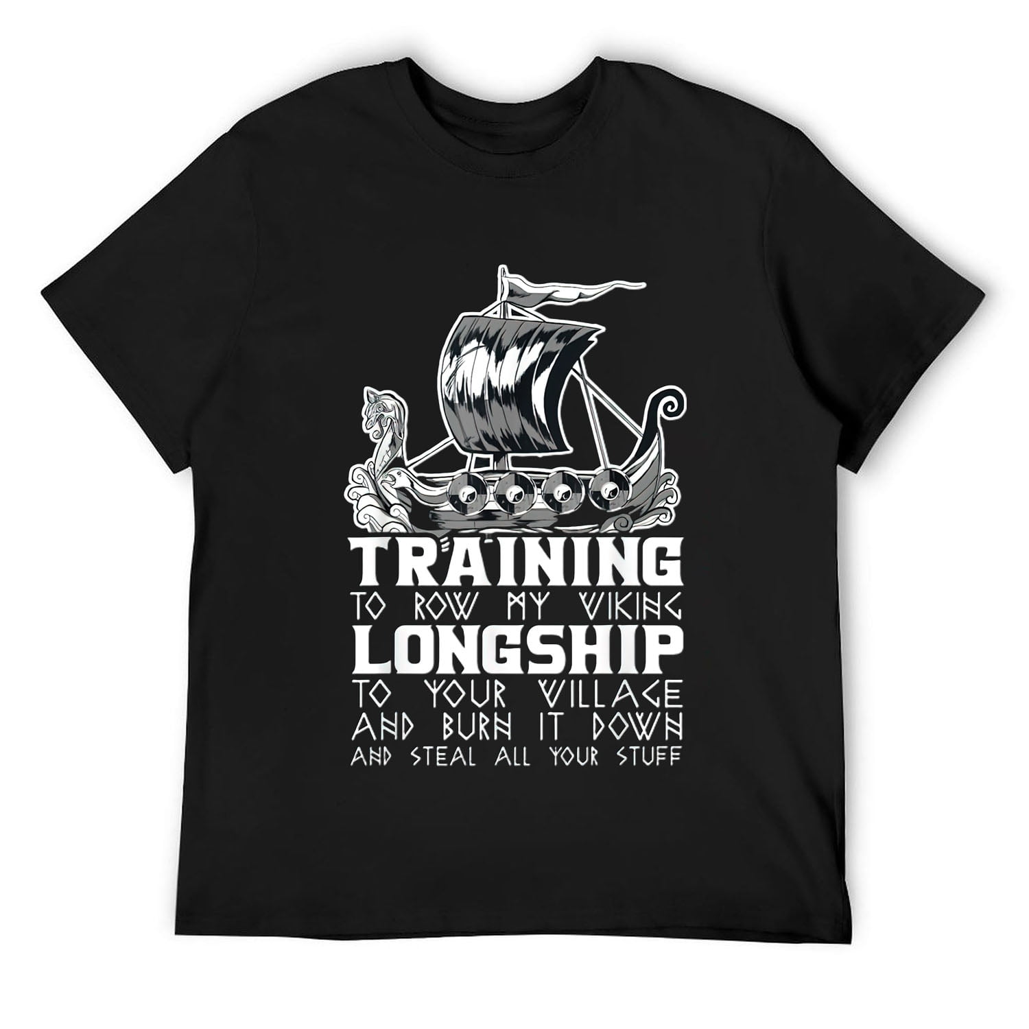 Mens Training To Row My Viking Longship Germanic Viking T-Shirt Black ...