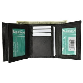 Trifold Mens Leather Wallet W/2 Outside ID Windows 3655 - Walmart.com