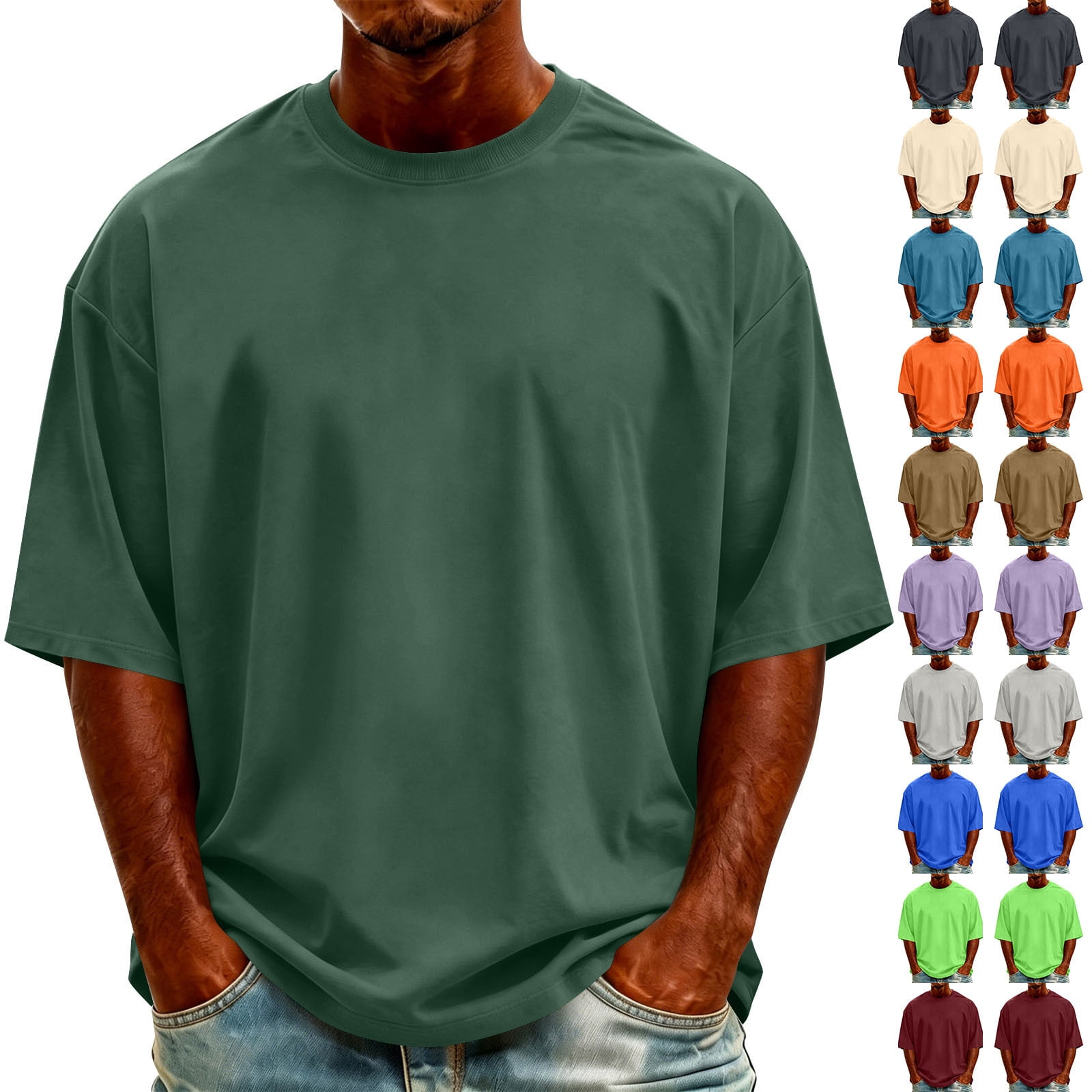 Mens Tshirt Ndbuld Men's Summer Casual Solid Color Round NeckT-shirt ...