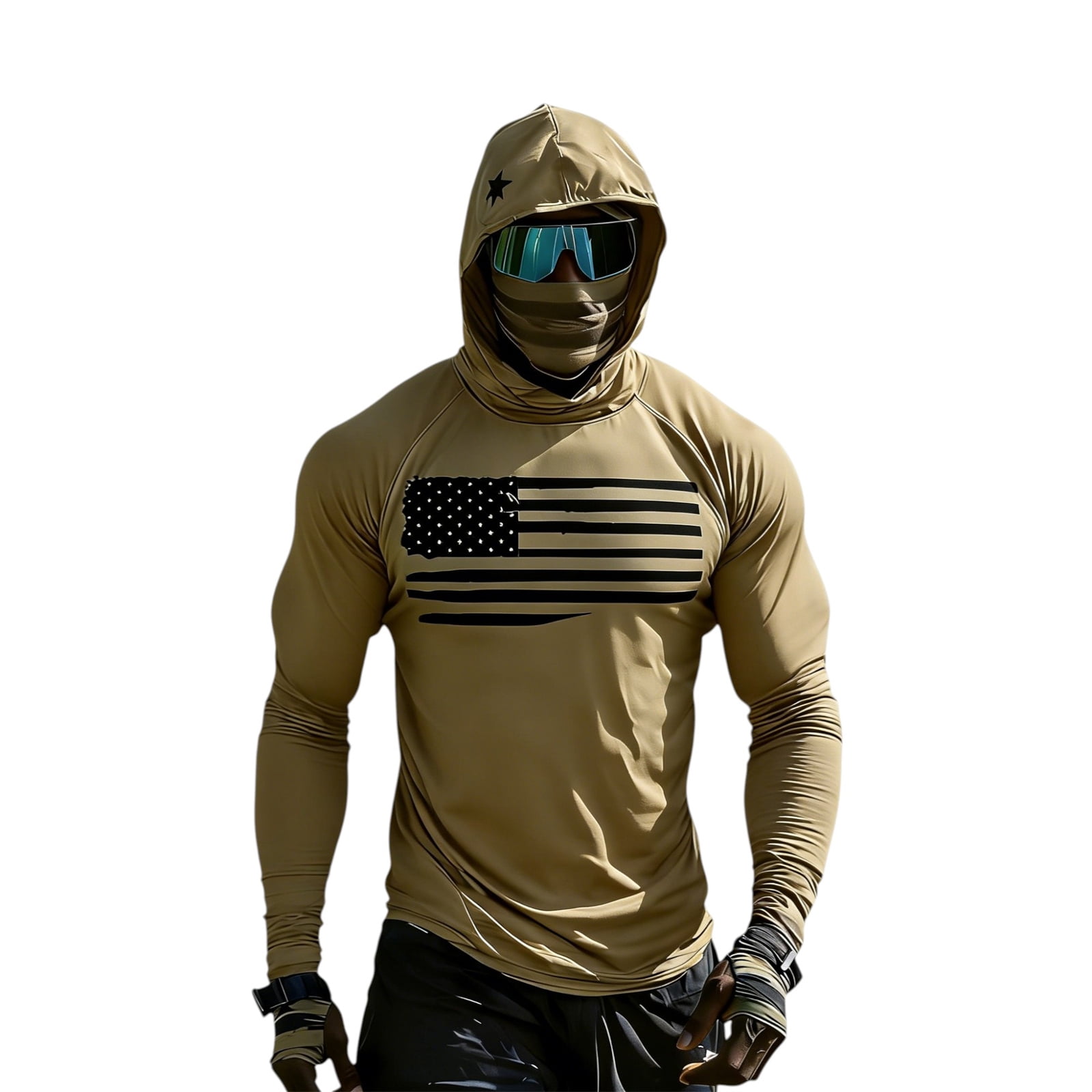 Mens UPF 50+ Quick Dry Fishing Hoodie Long Sleeve UV Sun Protection USA ...