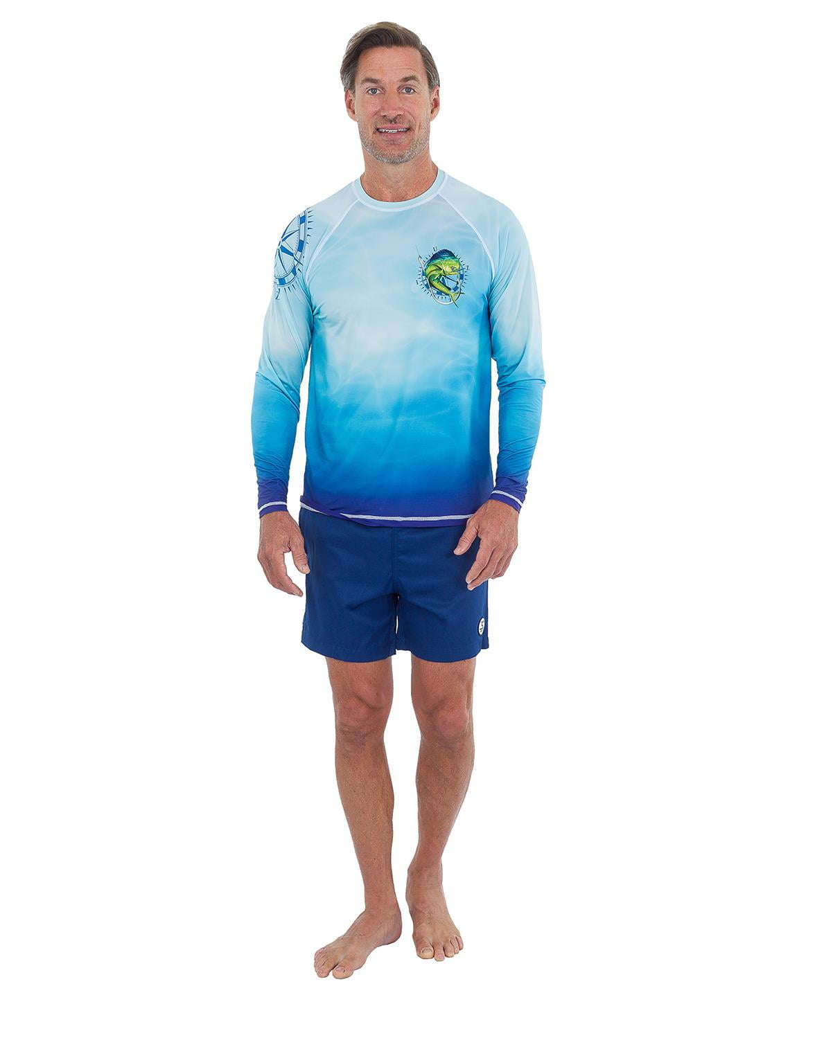 Mens UPF 50+ Rashguard Swim Tee Long Sleeve Running Shirt Swimwear Swim ...