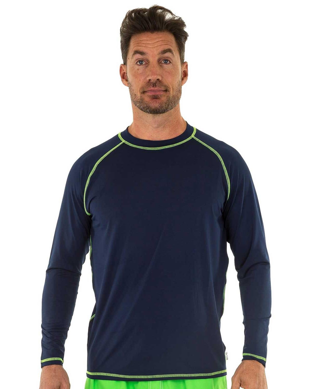 Mens UPF 50+ Rashguard Swim Tee Long Sleeve Running Shirt Swimwear Swim Shirts, Navy, Size: 2X ...