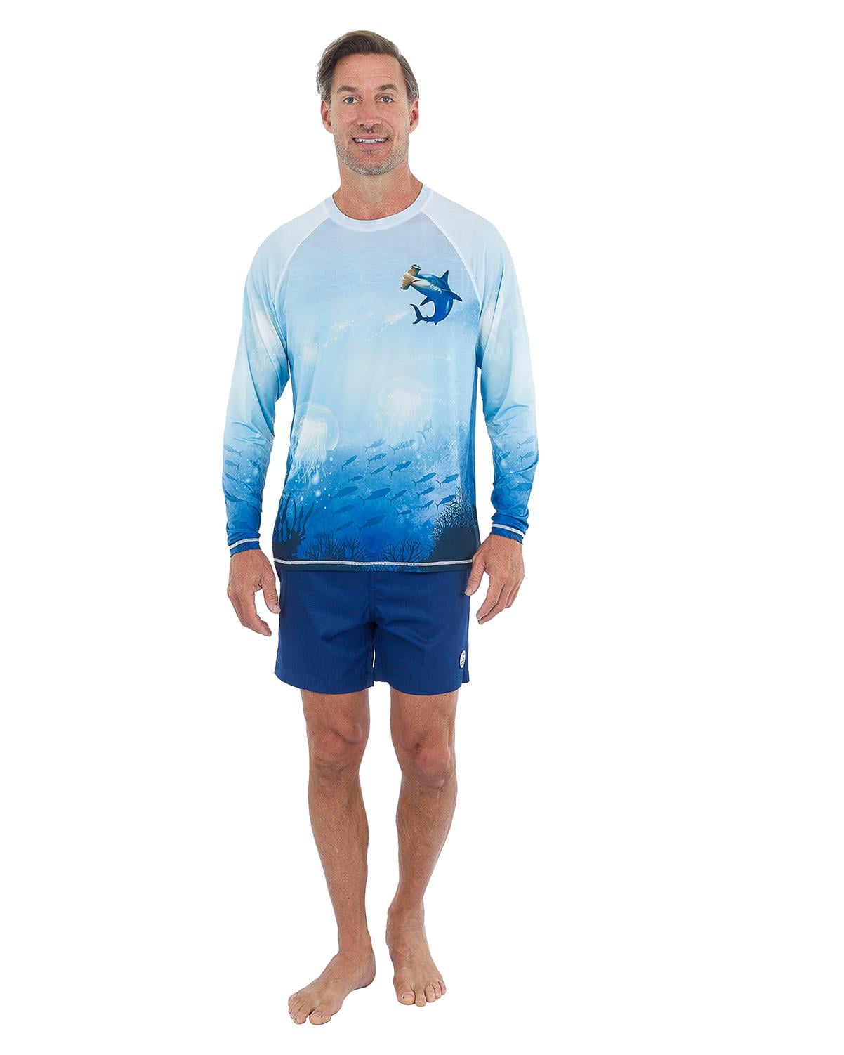 Mens UPF 50+ Rashguard Swim Tee Long Sleeve Running Shirt Swimwear Swim ...