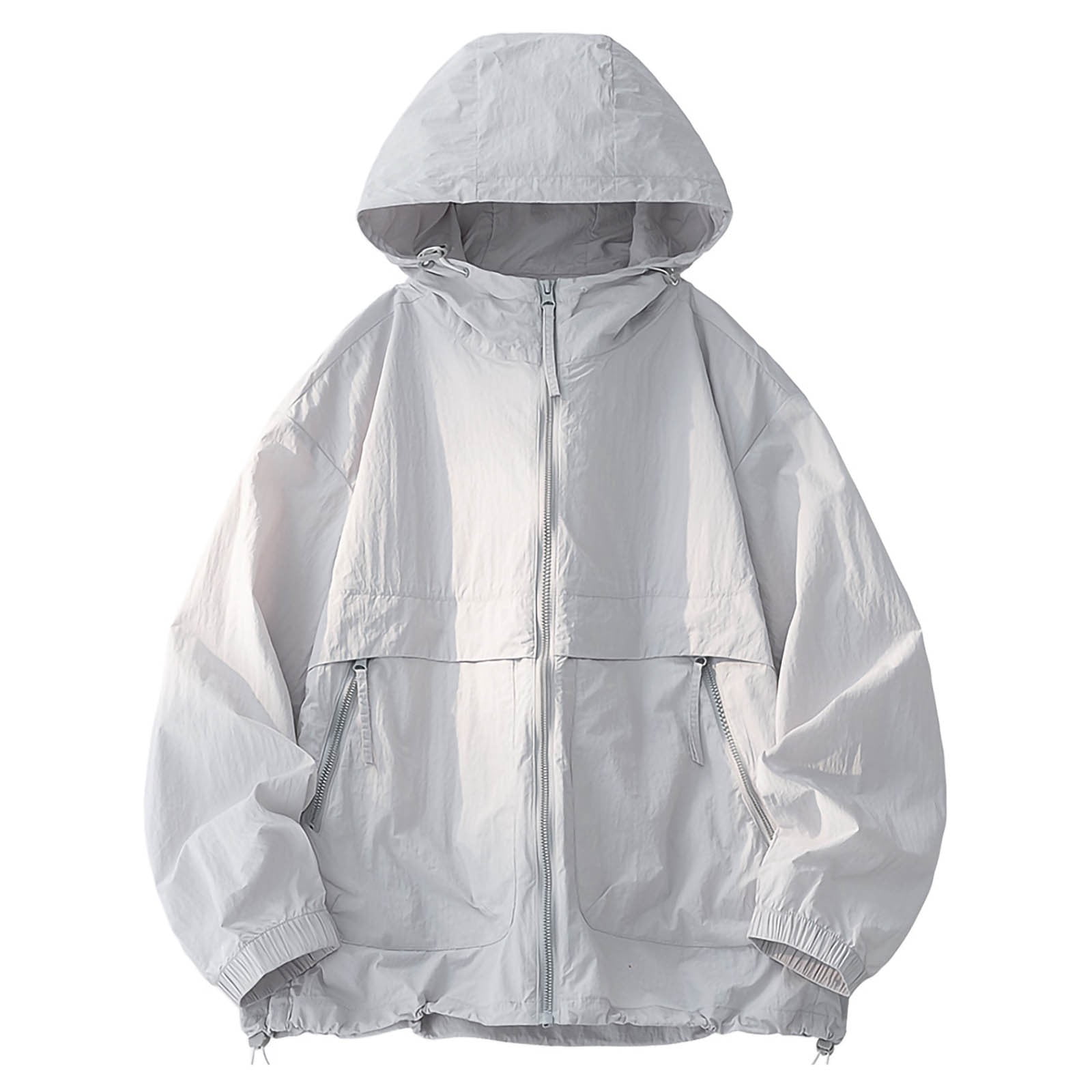 Mens UPF 50+ Sun Protection Windbreaker Hooded Zip Up Jacket ...