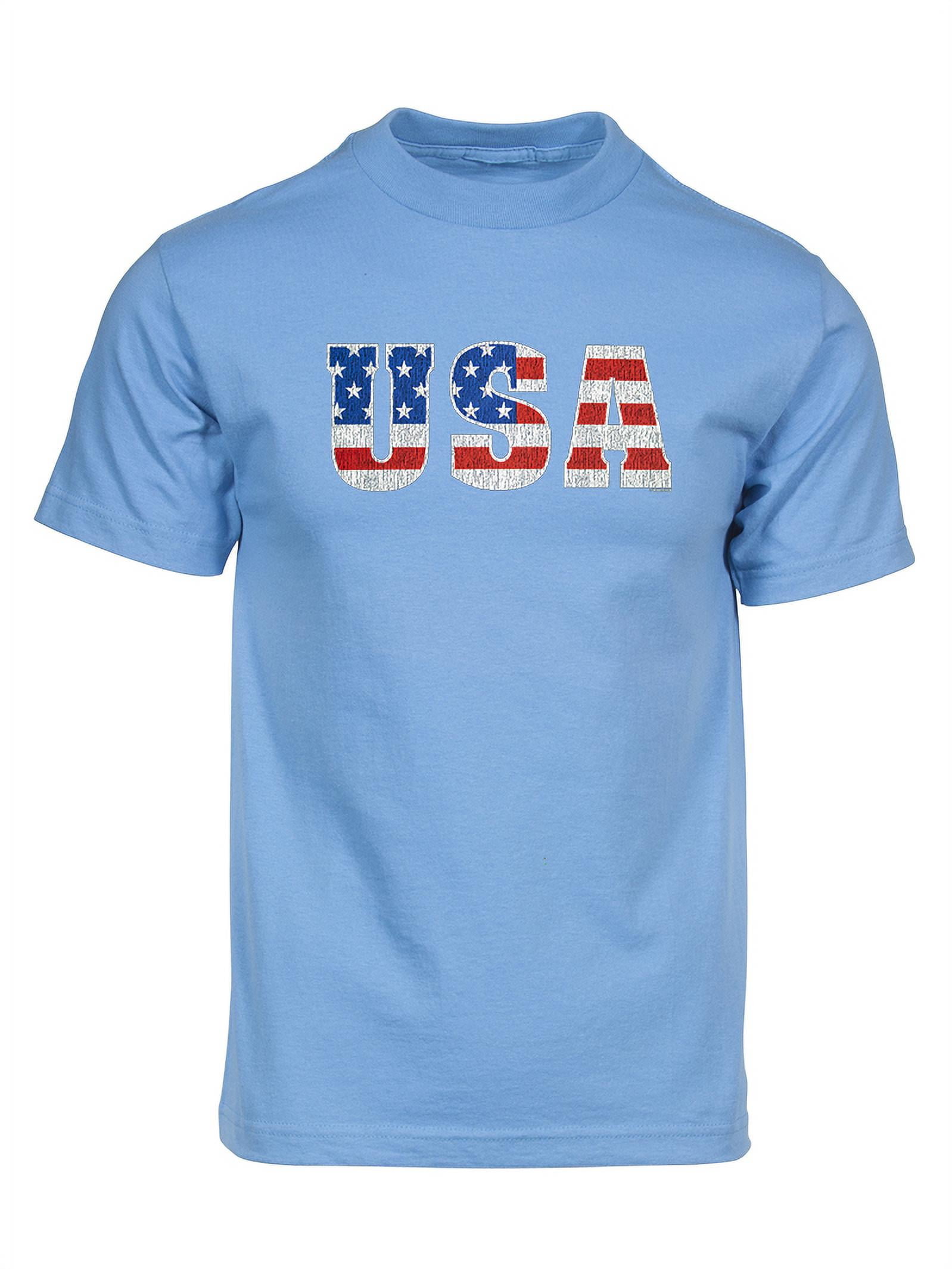 Mens USA Flag Font Short-Sleeve T-Shirt - Light Blue - 2X-Large ...
