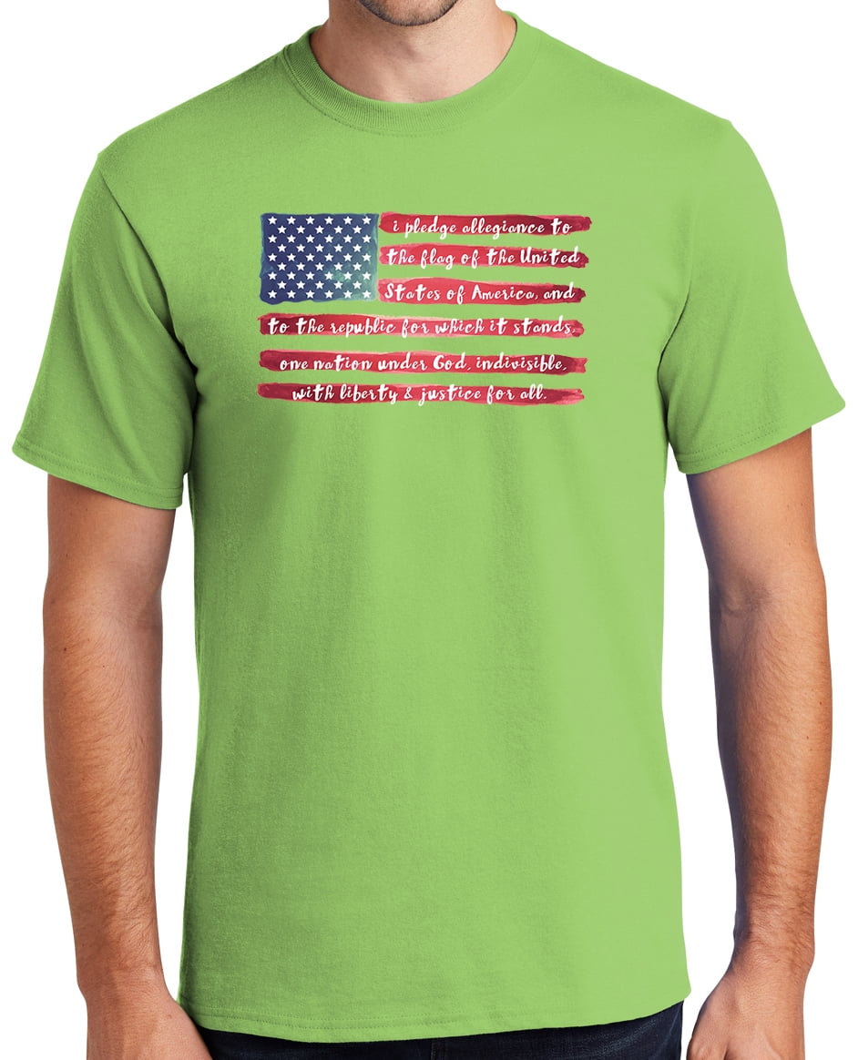 Mens USA Pledge of Allegiance Cotton Tee Shirt, Large Lime Green (TALL ...