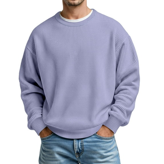 Mens Ugly Christmas Sweater Thermal Knit Long Sleeve Crewneck Soft ...