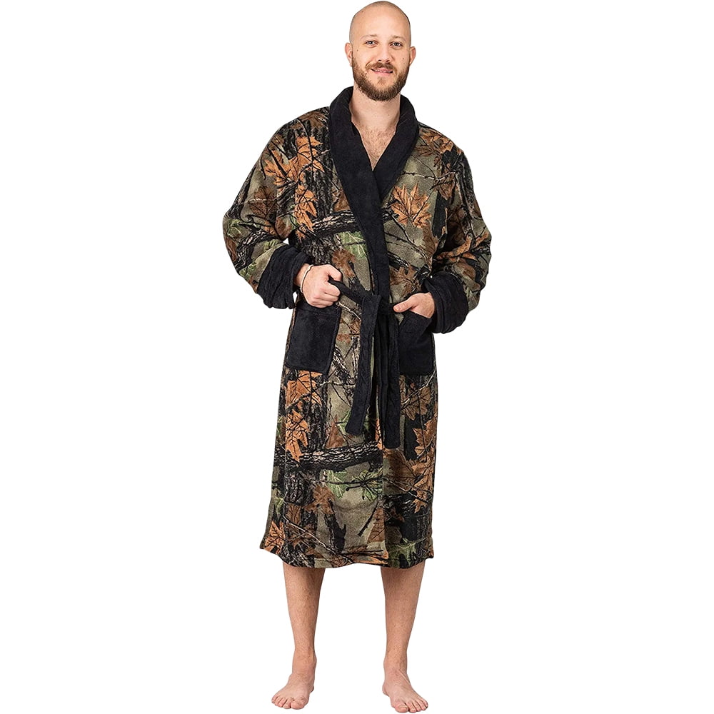 Men's Lightweight Ultra Soft Plush Coral Fleece Lounge Robe, Shower ...