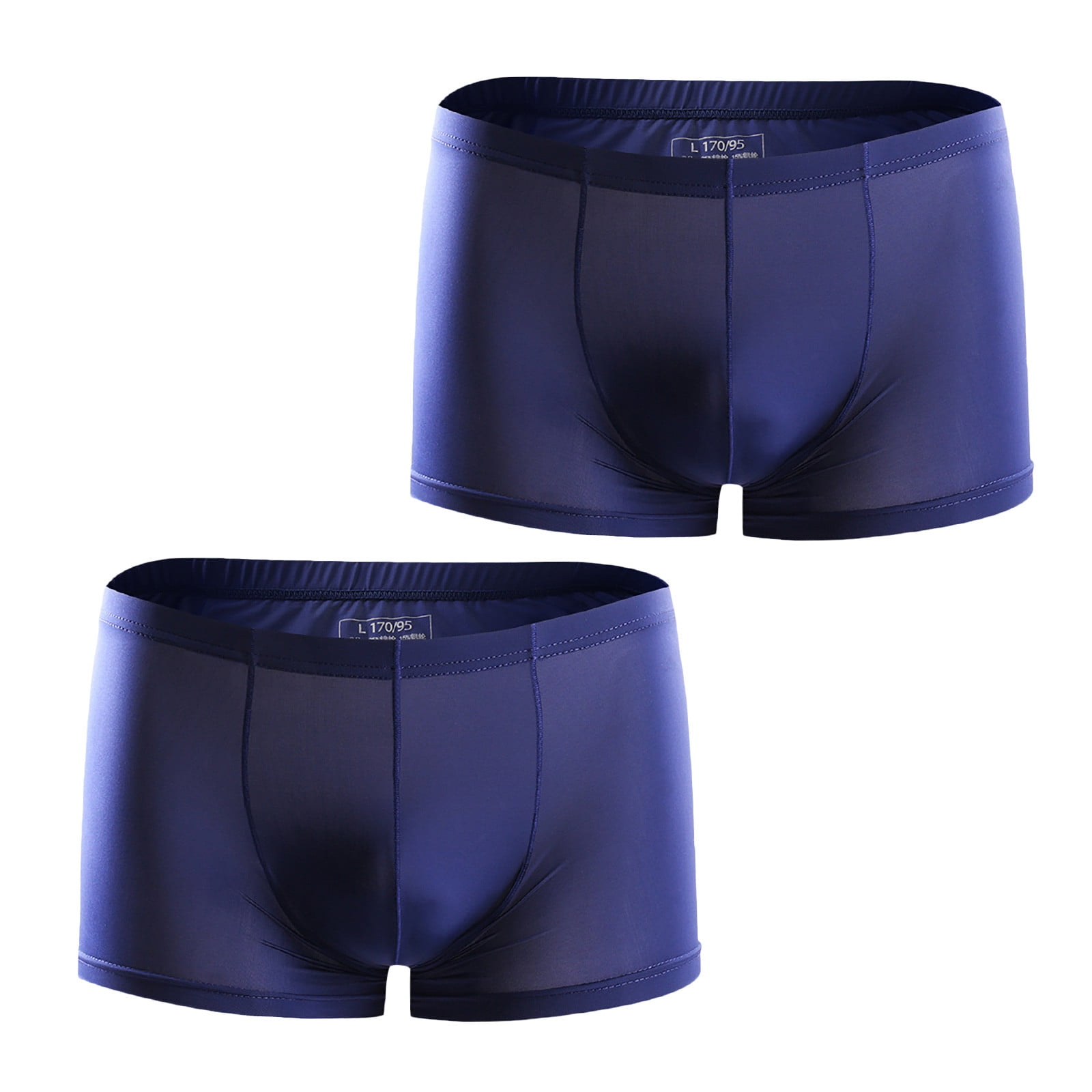 Mens Underwear 2PC Ice Silk Solid Underwear Boxer Shorts Thin ...