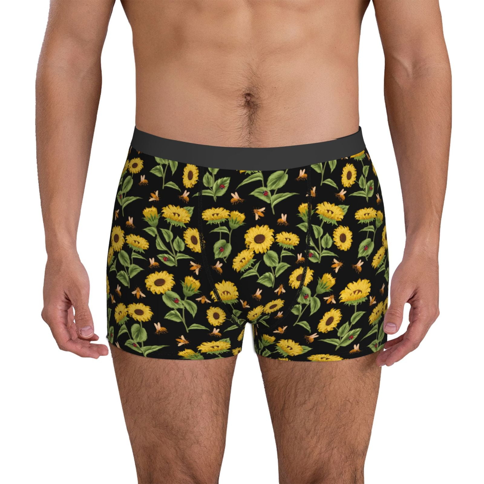 Mens Underwear, Bees and Sunflowers Sexy Mens Underwear Boxer Briefs ...