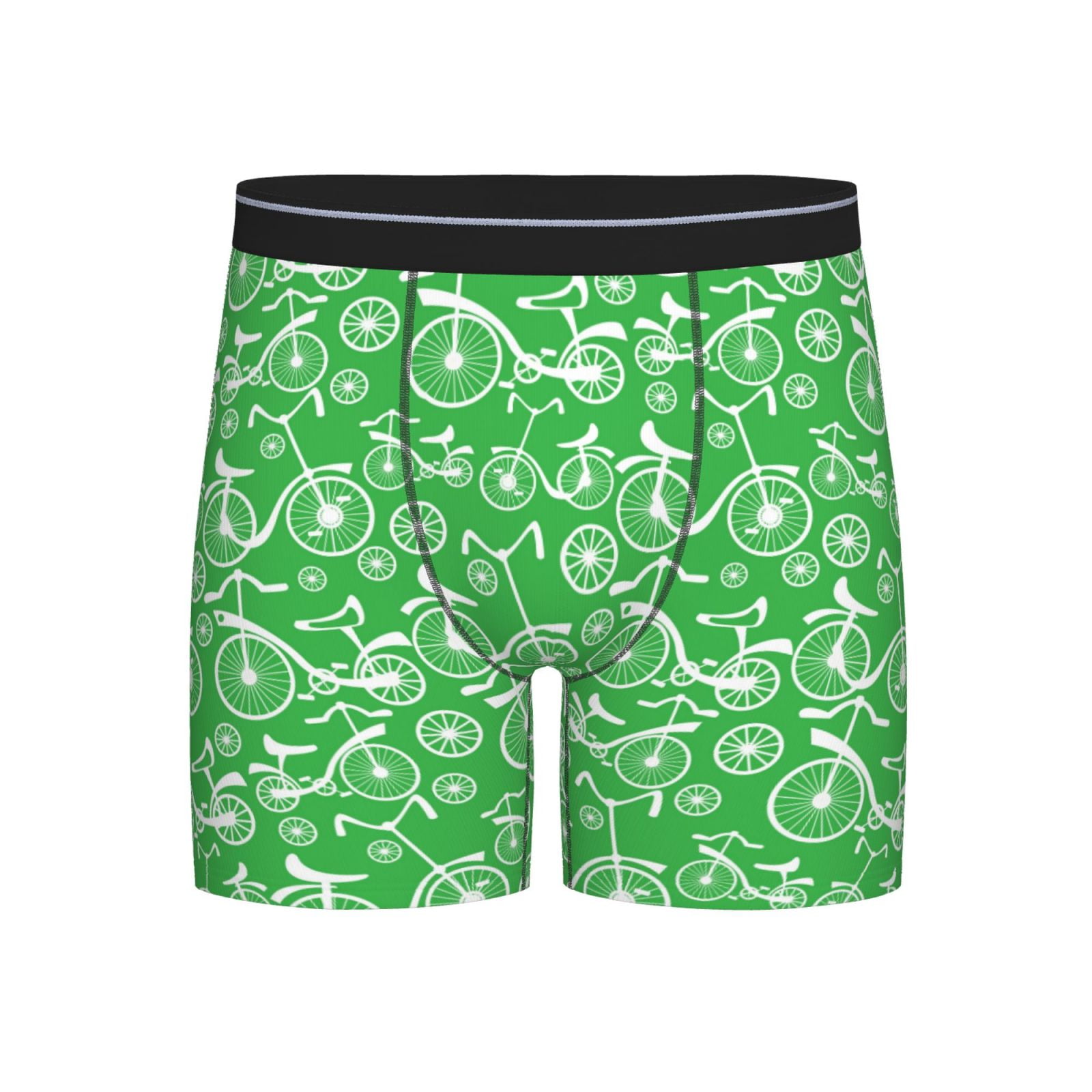 Mens Underwear, Bikes Pattern Green Mens Underwear Boxer Briefs, Soft ...