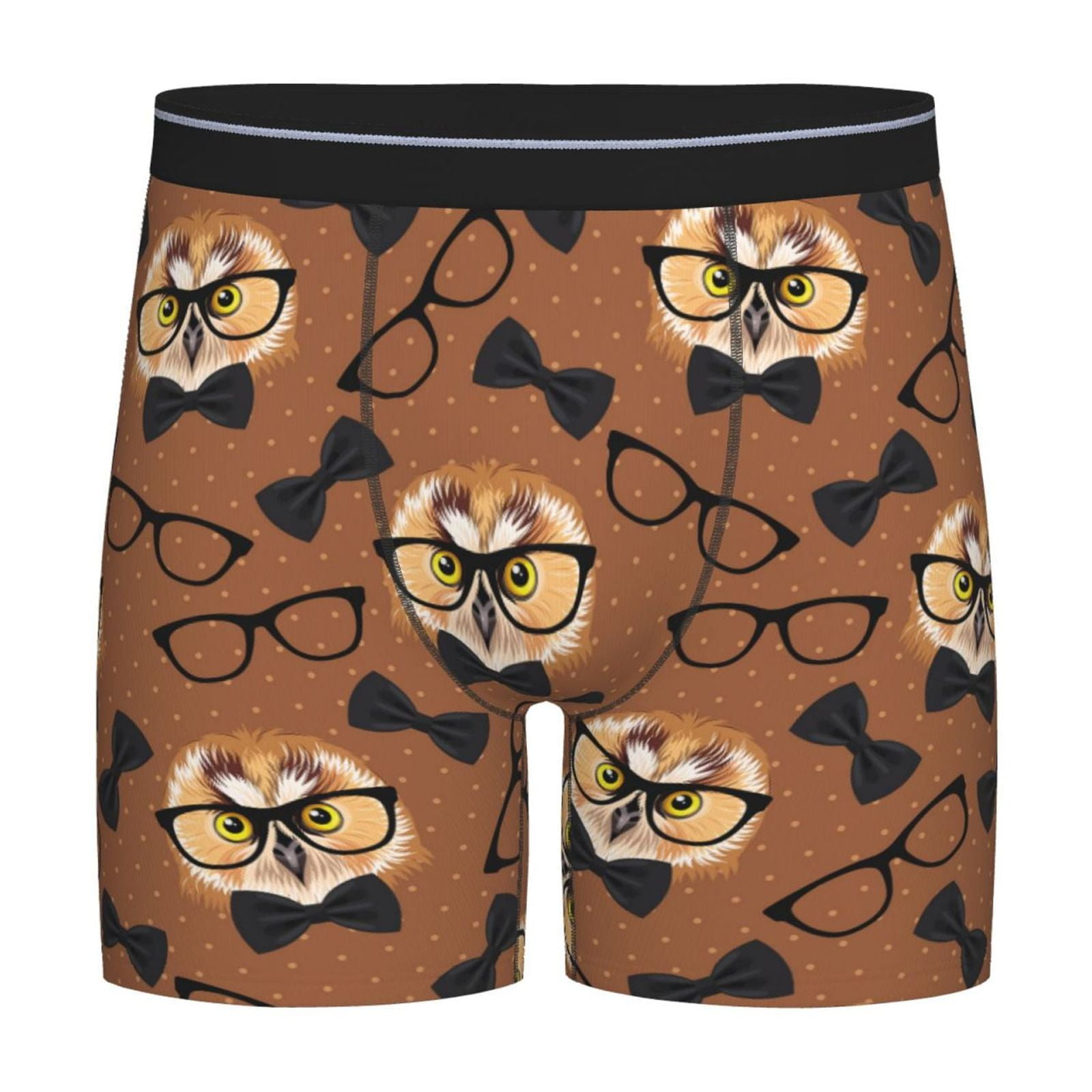 Mens Underwear, Black Bow Owl Brown Mens Underwear Boxer Briefs, Soft ...