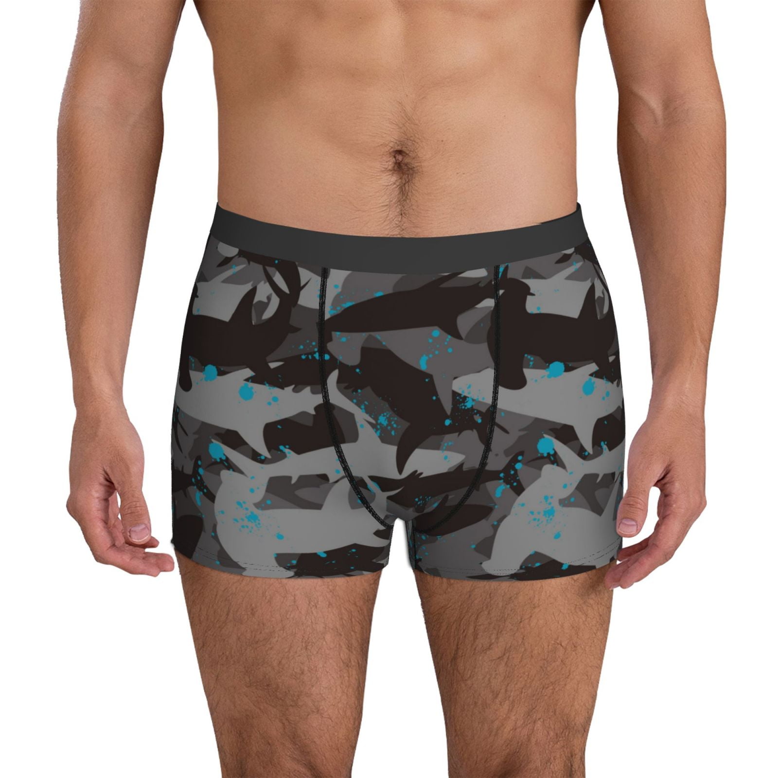 Mens Underwear - Black camouflage hammerhead shark Breathable Stretch ...