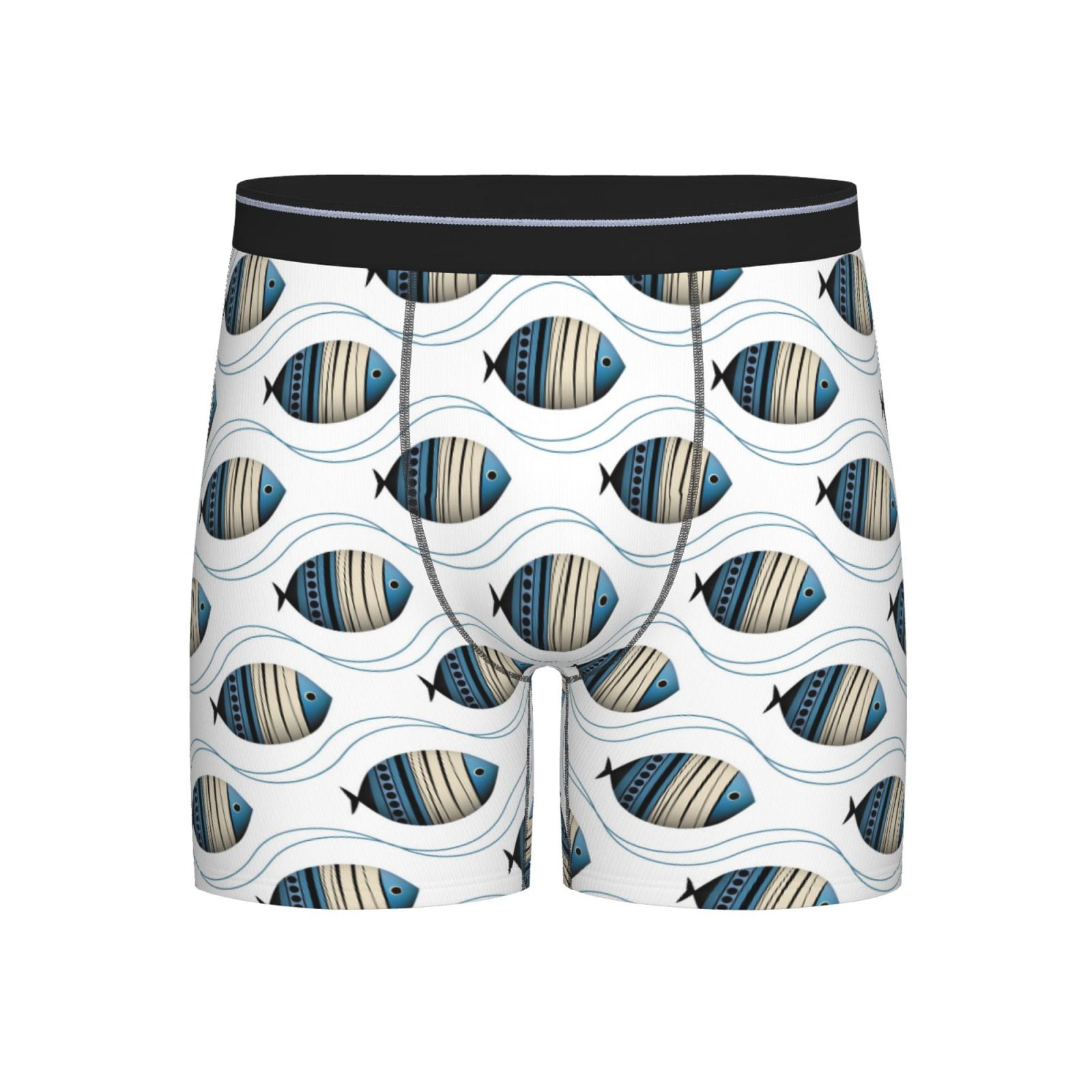 Mens Underwear, Blue Swimming Fish Mens Underwear Boxer Briefs, Soft ...