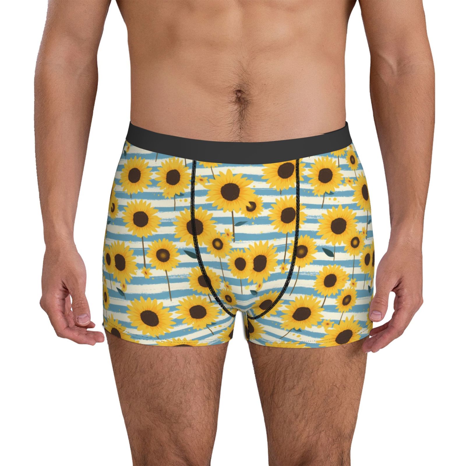 Mens Underwear, Blue White Striped Sunflower A Sexy Mens Underwear ...