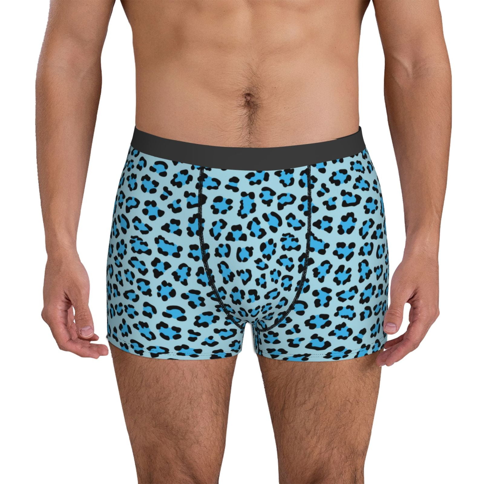 Mens Underwear - Blue leopard print Breathable Stretch Boxers for Men ...