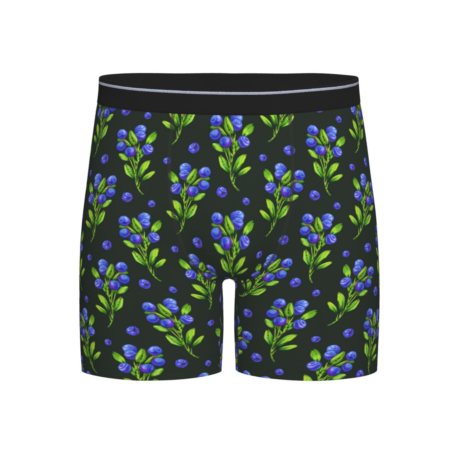 Mens Underwear, Blueberries Print Black Mens Underwear Boxer Briefs ...
