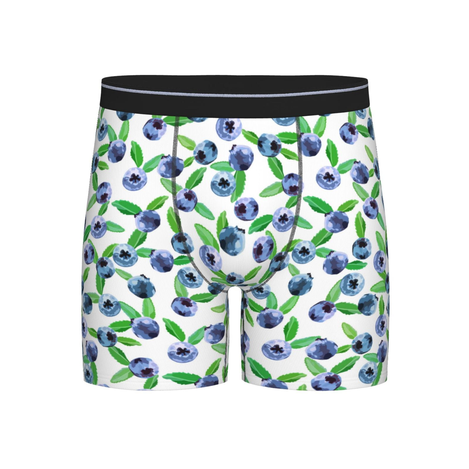 Mens Underwear, Blueberry Green Print Mens Underwear Boxer Briefs, Soft ...