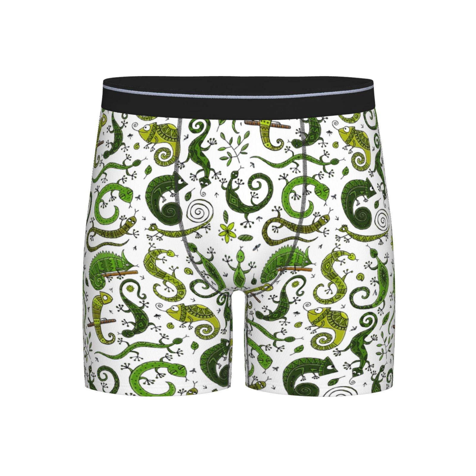 Mens Underwear, Bohemian Gecko Lizard Green Mens Underwear Boxer Briefs ...