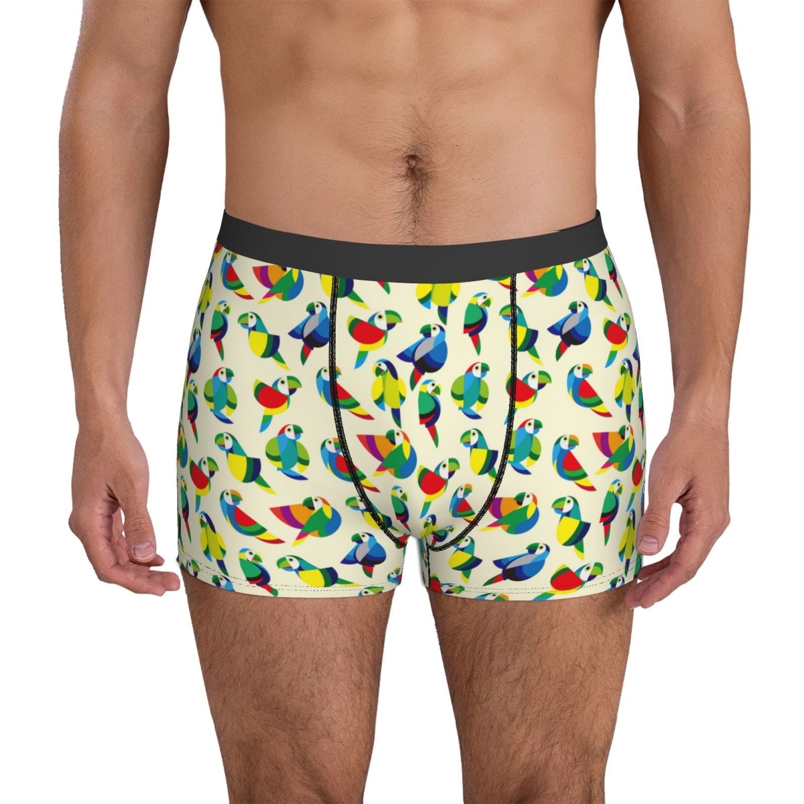 Mens Underwear Boxer Briefs - Abstract Hand Drawn Cute Parrot Comfort ...