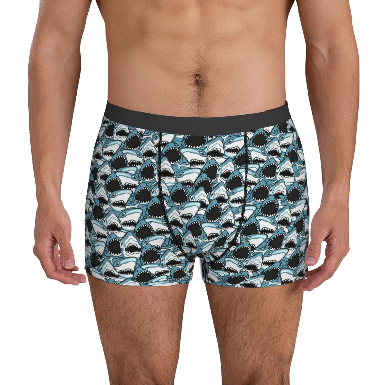 Mens Underwear Boxer Briefs Angry Shark Soft Stretch Boxer Shorts ...