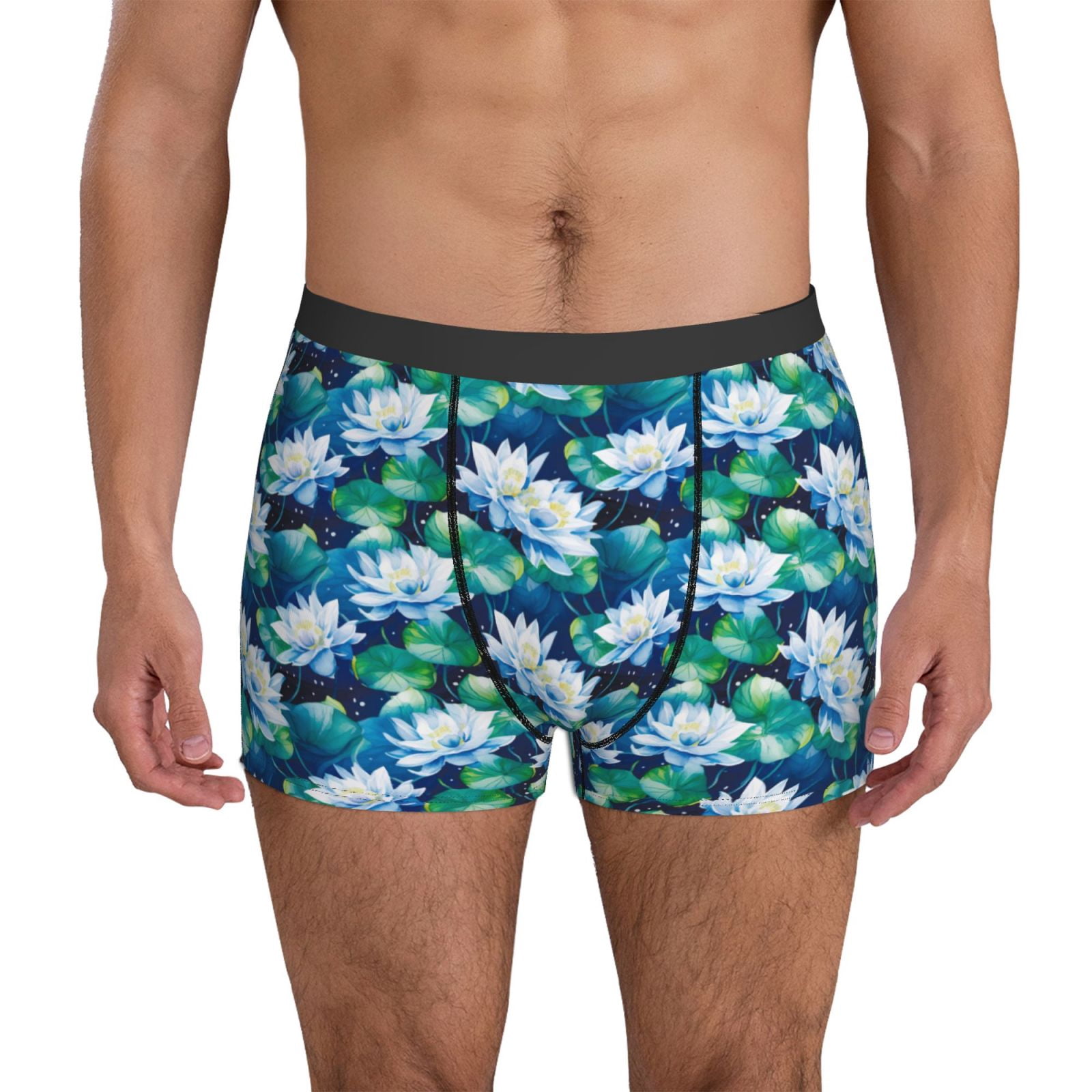 Mens Underwear Boxer Briefs - Blue Lotus Flower Comfort Breathable men ...