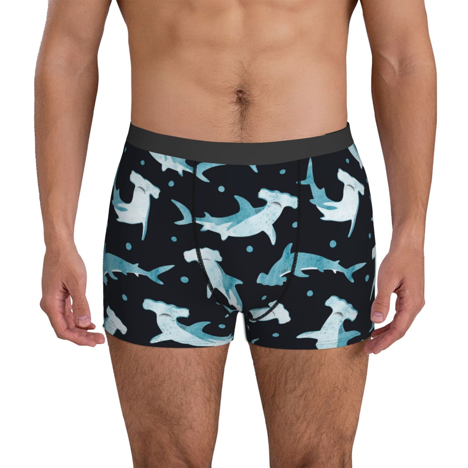Mens Underwear Boxer Briefs Blue dot hammerhead shark Soft Stretch ...