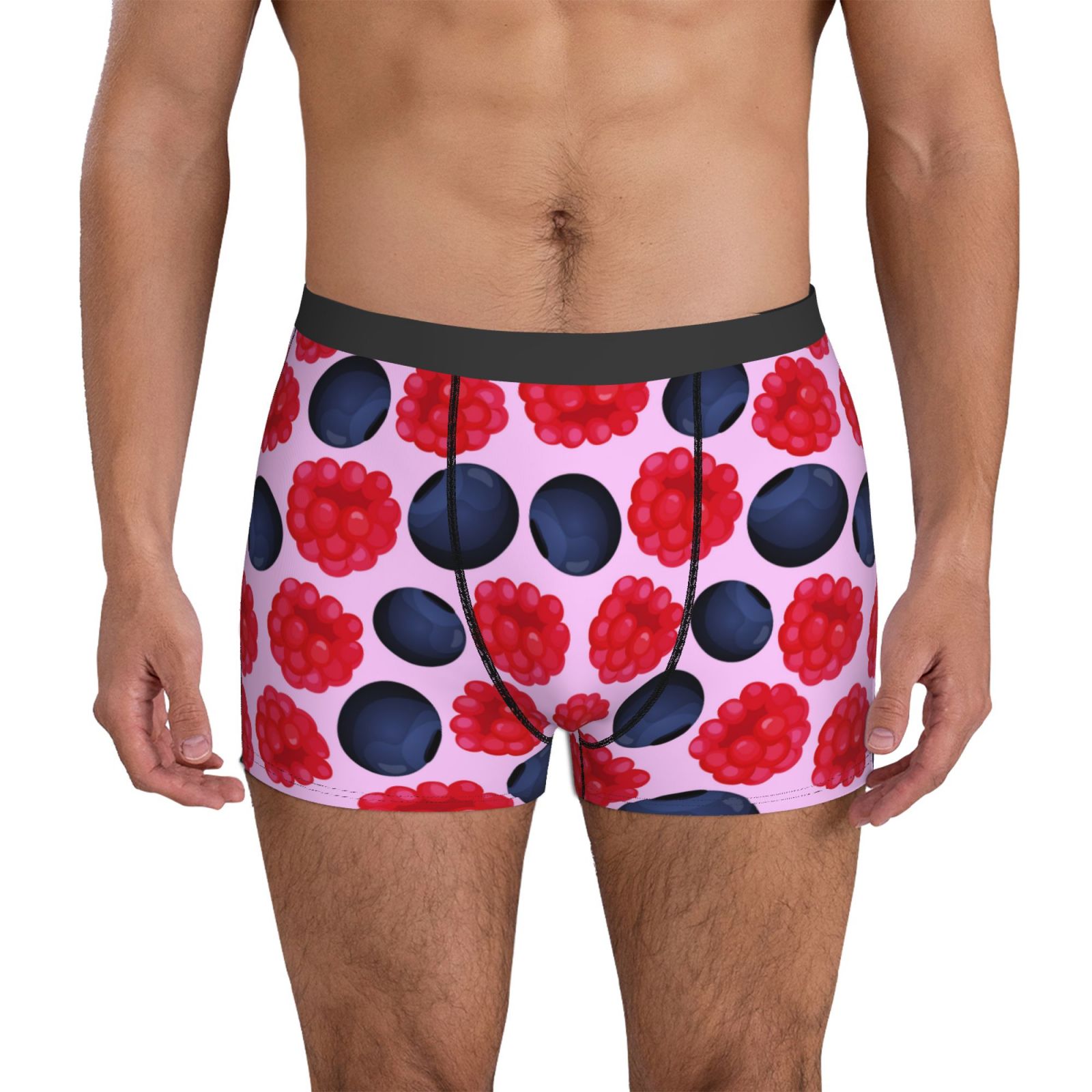 Mens Underwear Boxer Briefs - Blueberry Print red Breathable Men's ...