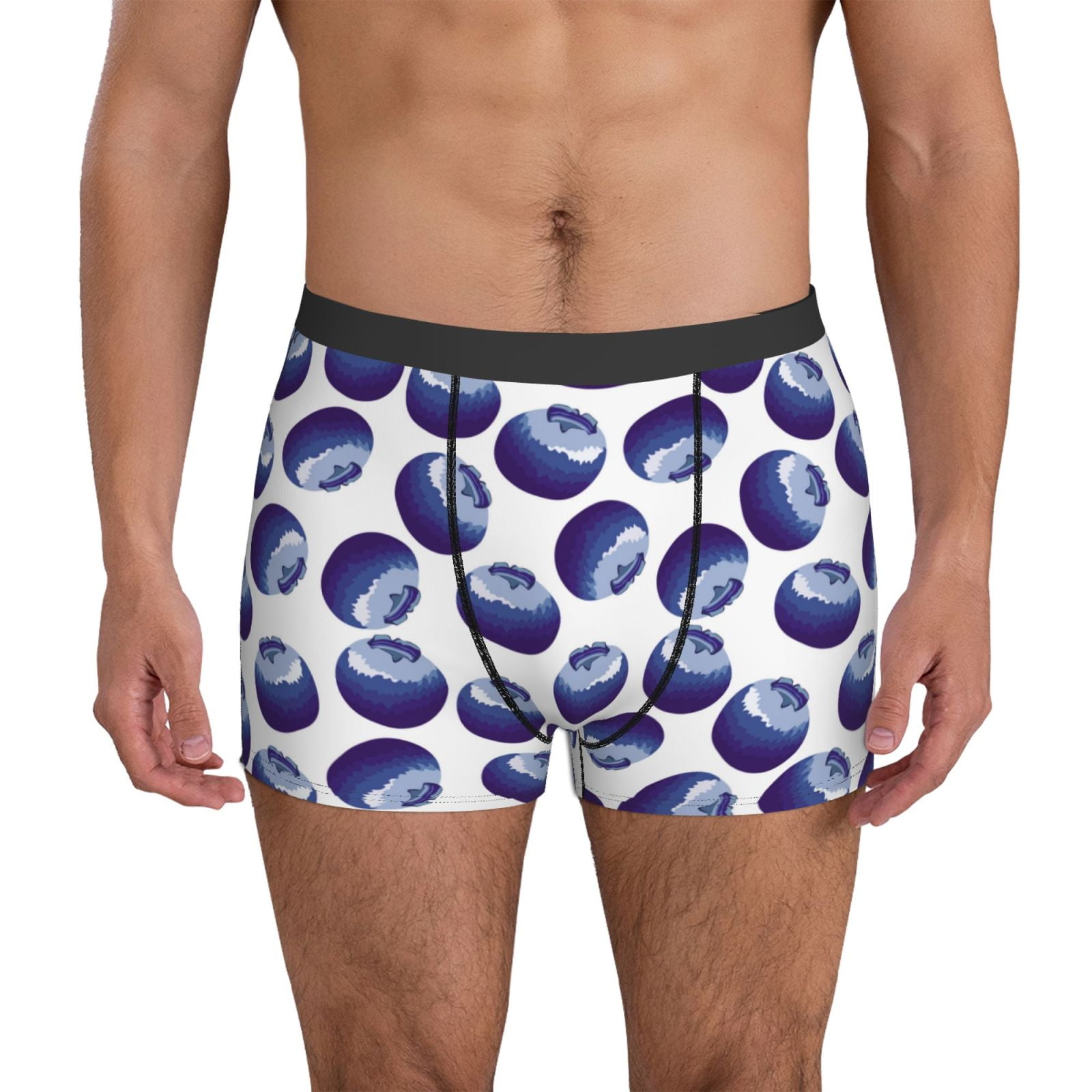 Mens Underwear Boxer Briefs - Blueberry Print white Breathable Soft Mens Boxer Briefs, Cooling ...