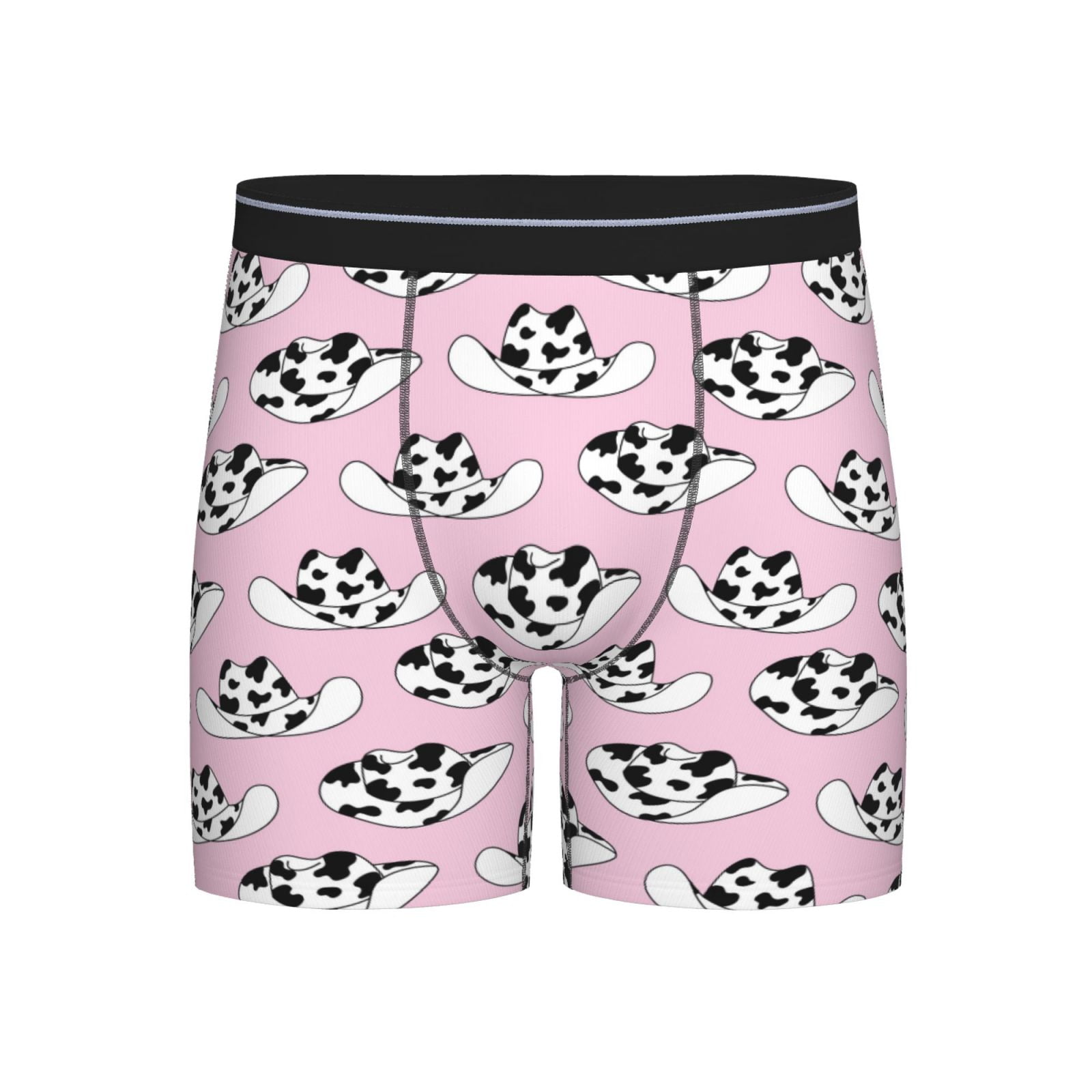 Mens Underwear Boxer Briefs, Cartoon Cow Print Cowboy Hat Soft And ...