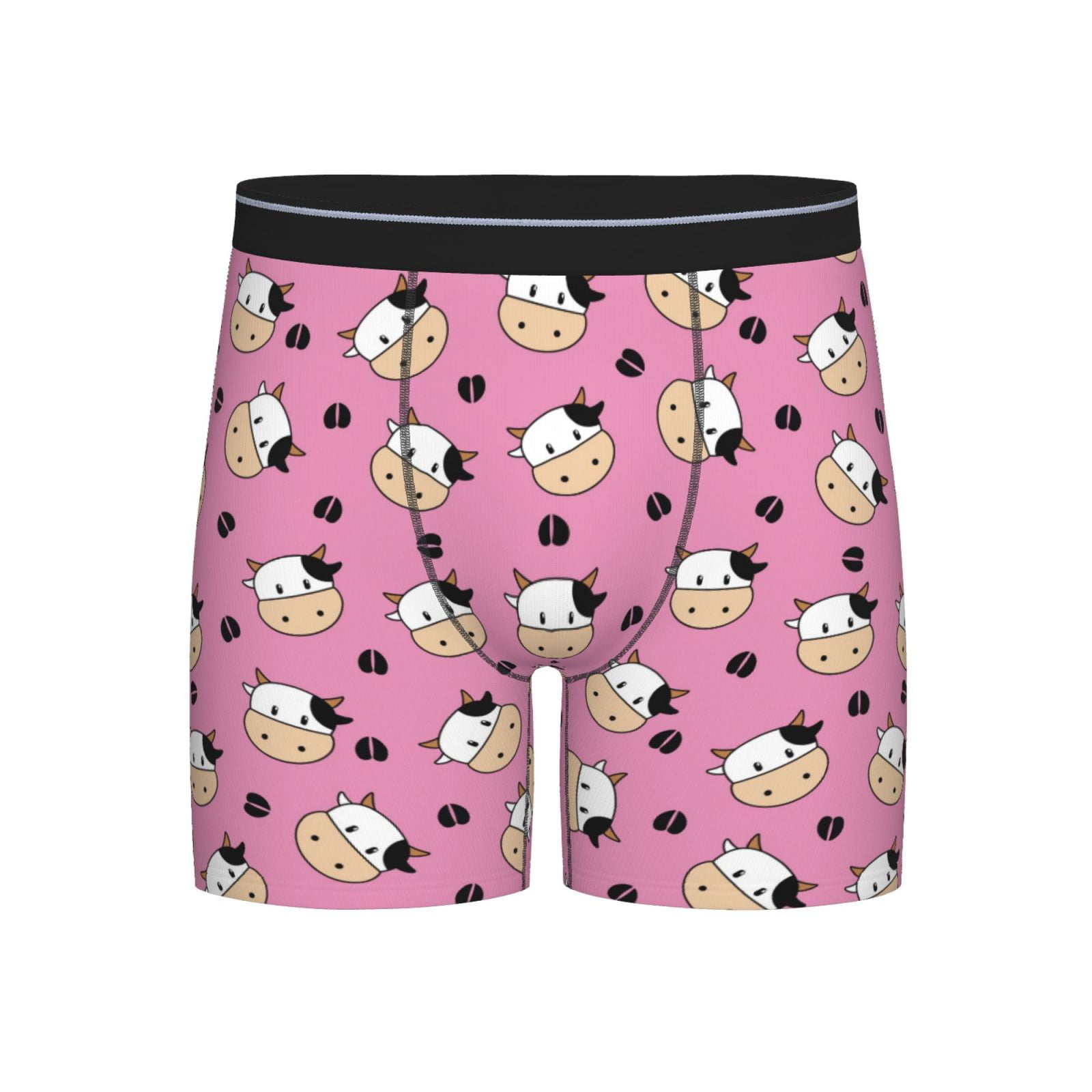 Mens Underwear Boxer Briefs - Cartoon Cute Cow Head Pink Soft And ...