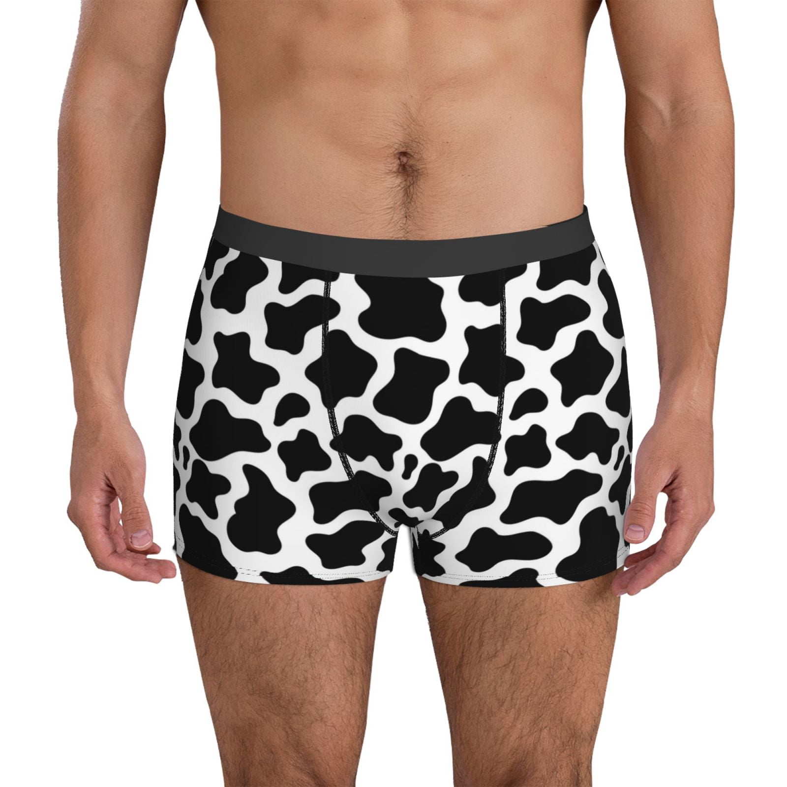 Mens Underwear Boxer Briefs - Cow Print Black White Comfort Breathable ...