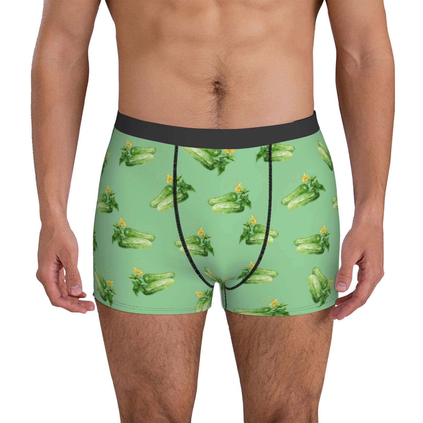 Mens Underwear Boxer Briefs Cucumber Print cute Soft Stretch Boxer ...