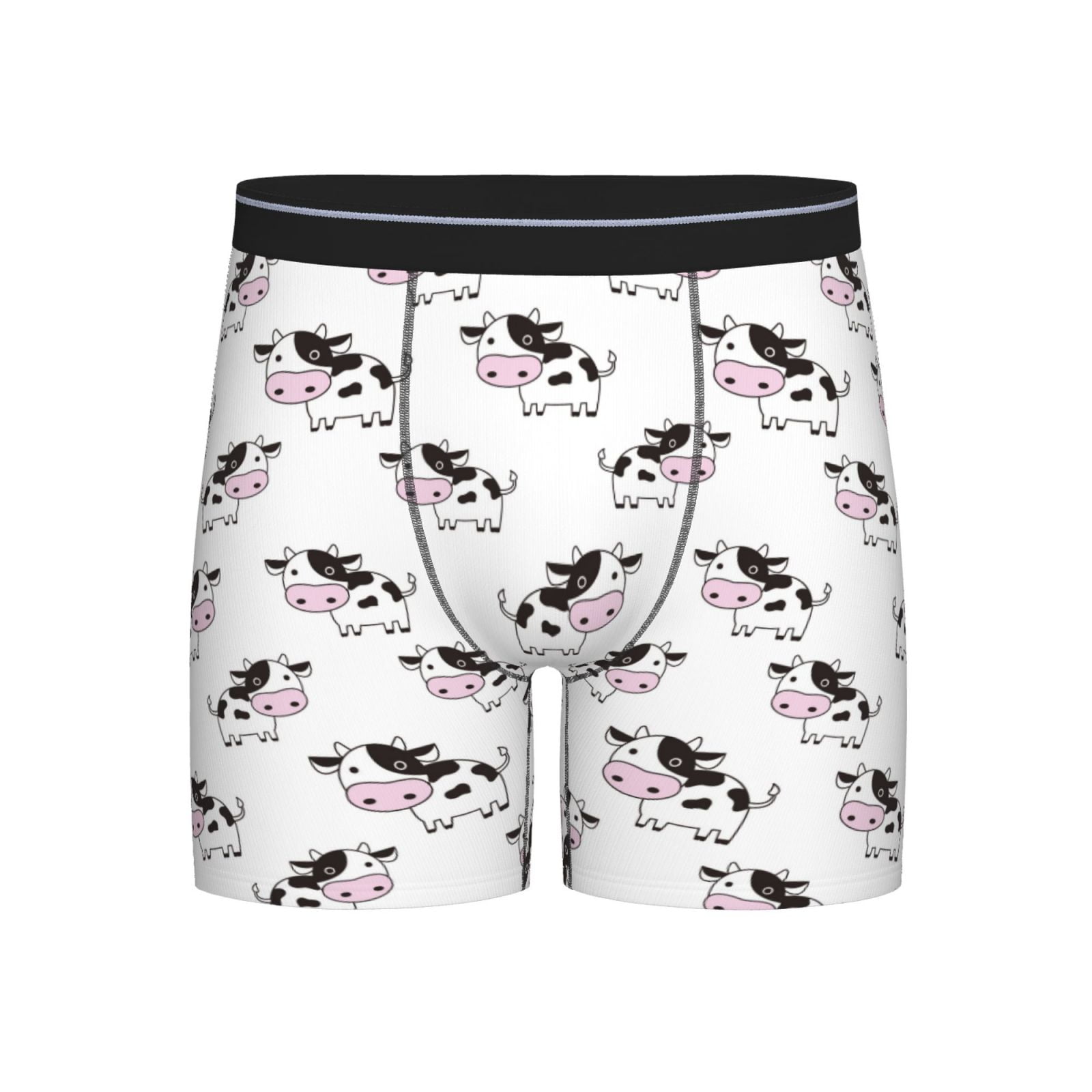Mens Underwear Boxer Briefs - Cute Cartoon Cow Print White Soft And ...