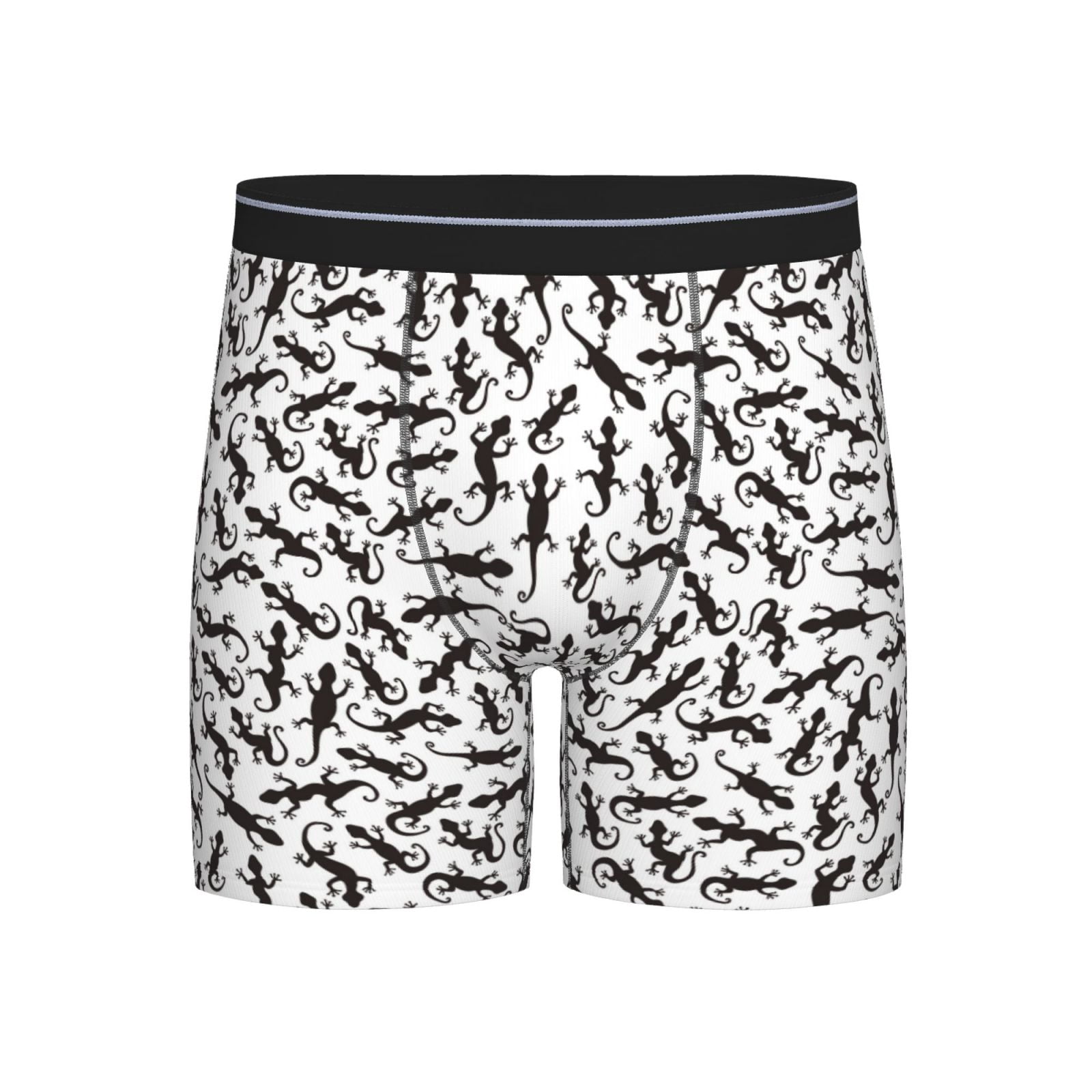 Mens Underwear Boxer Briefs - Cute Gecko Lizard Black Soft And ...