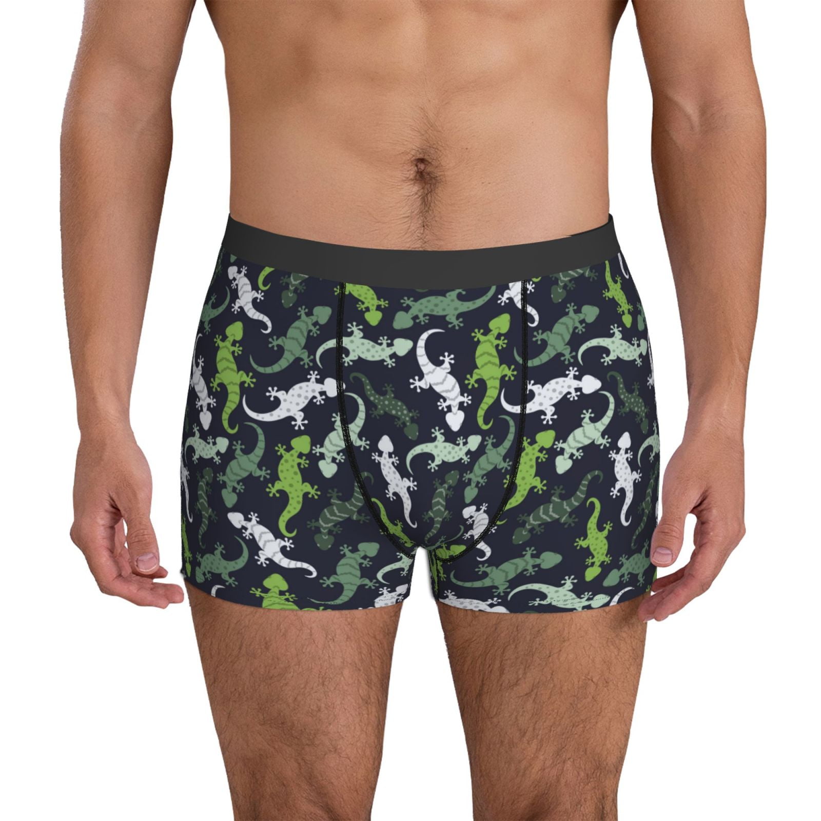 Mens Underwear Boxer Briefs Cute Lizard Gecko Green Soft Stretch Boxer ...