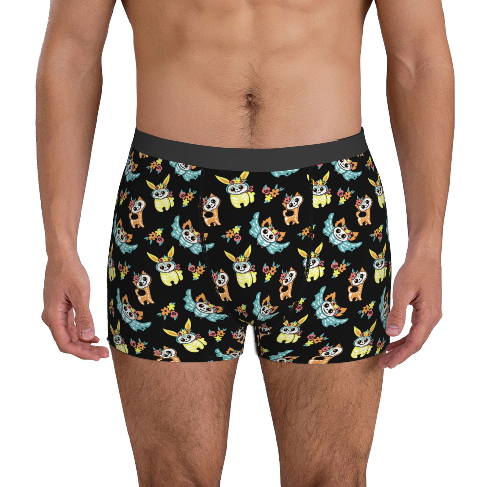 Mens Underwear Boxer Briefs - Cute skulls rabbit cat bat black ...