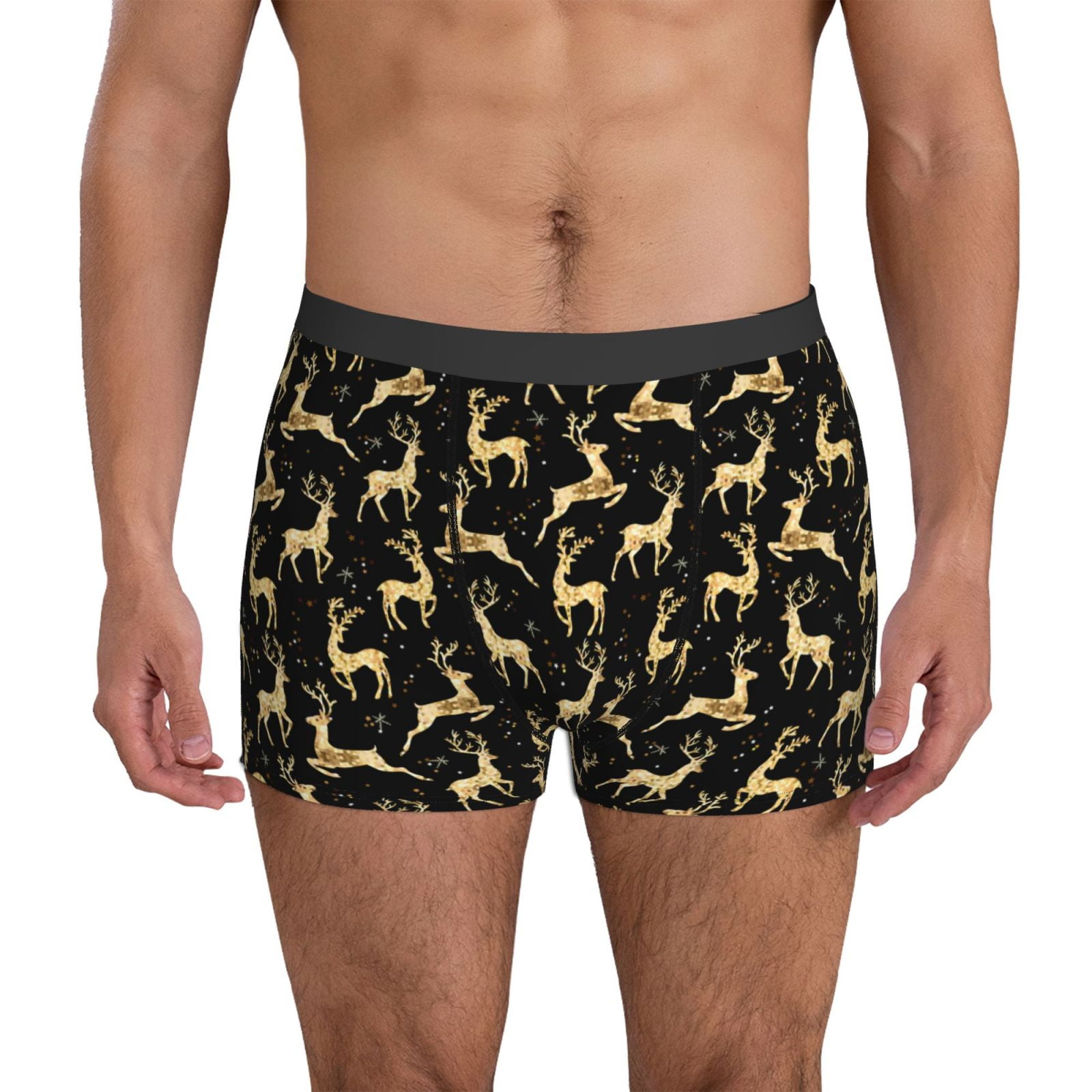 Mens Underwear Boxer Briefs Elegant Gold Moose Soft Stretch Boxer ...
