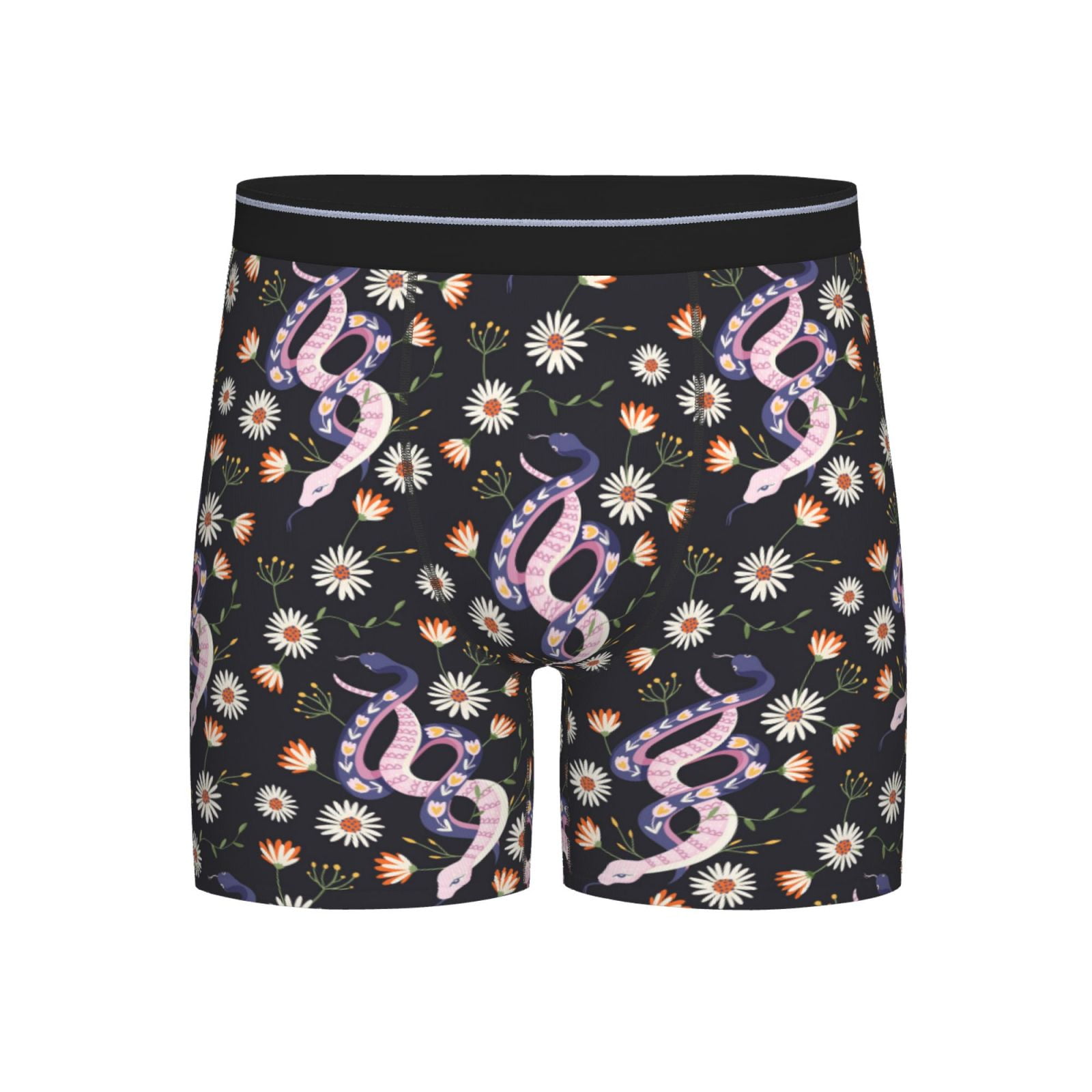 Mens Underwear Boxer Briefs, Exotic Cute Snake White Daisy Soft And ...