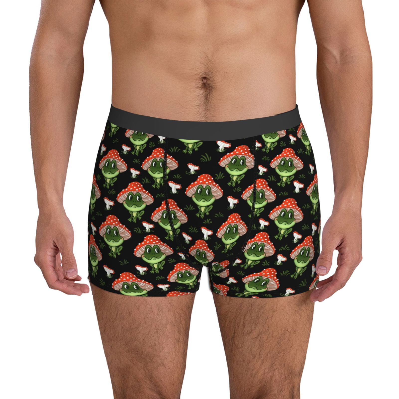 Mens Underwear Boxer Briefs - Frogs In Mushroom Hats Comfort Breathable ...